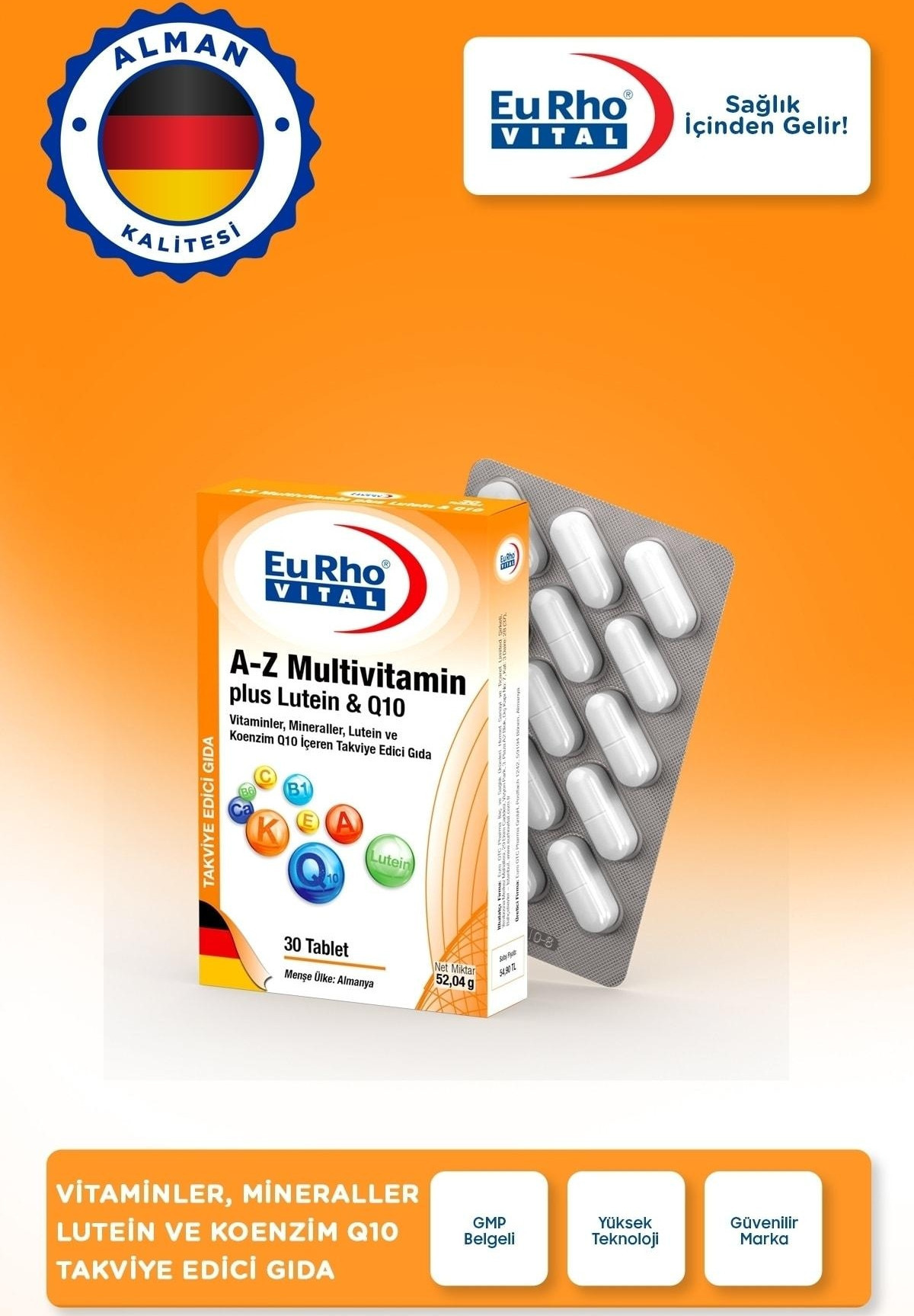 EURHO VITAL A-Z MULTIVITAMIN TABLET, VİTAMİN, MİNERAL, LUTEİN VE ...