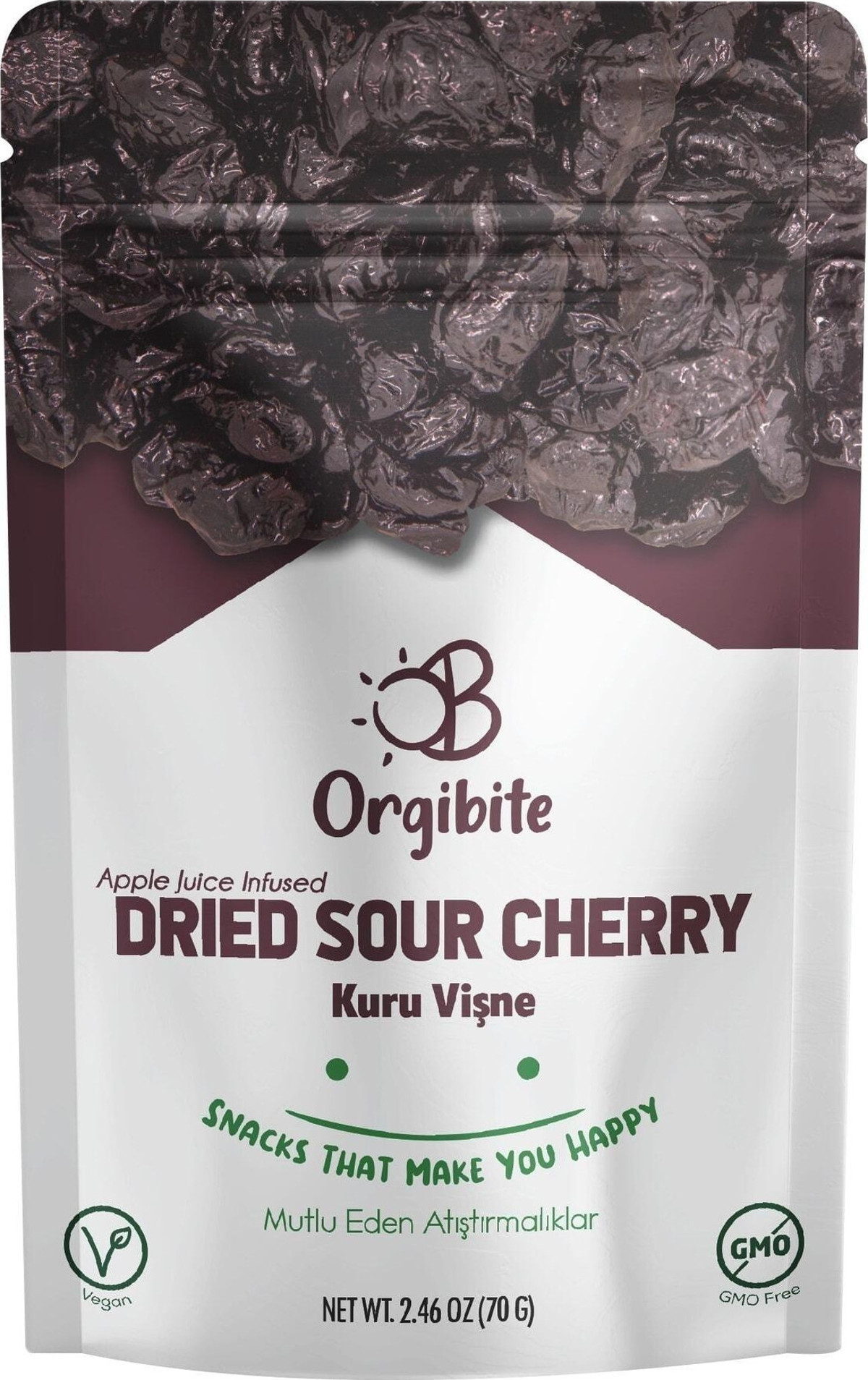 Orgibite Organik Kuru Vişne 70 gr (Elma Suyu İnfüze Edilmiş) - idefix