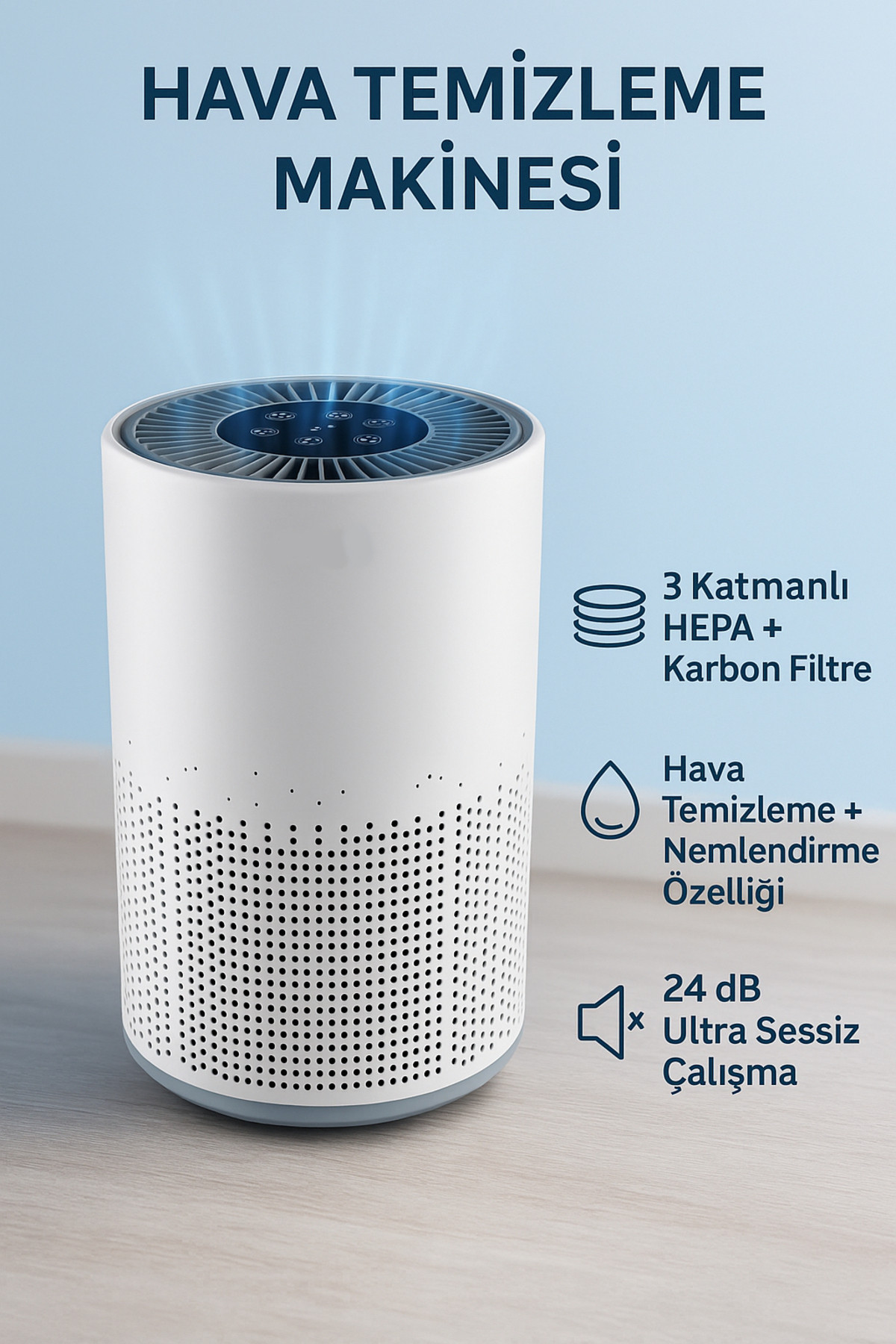 Akıllı Hava Temizleme ve Nemlendirme Cihazı | 3 Katmanlı HEPA Karbon ...
