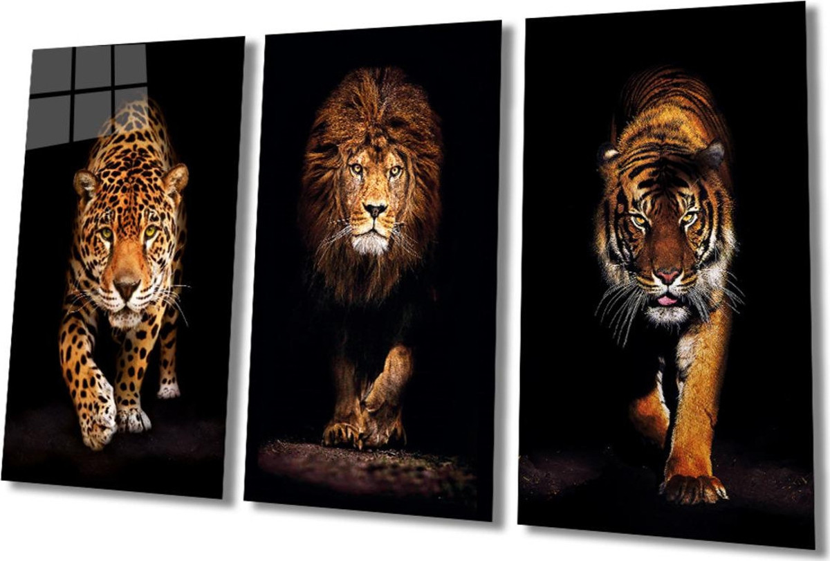 Pi Dekorasyon Aslan Kaplan Jaguar 3 lü Set (Toplam ölçü 210x110 cm) Cam ...