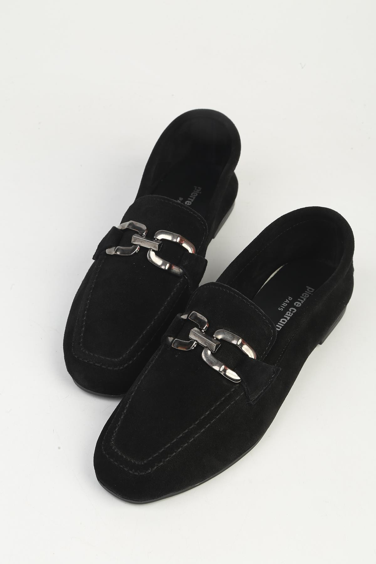 Pierre Cardin Kadın Siyah Süet Loafer PC-55701 - idefix