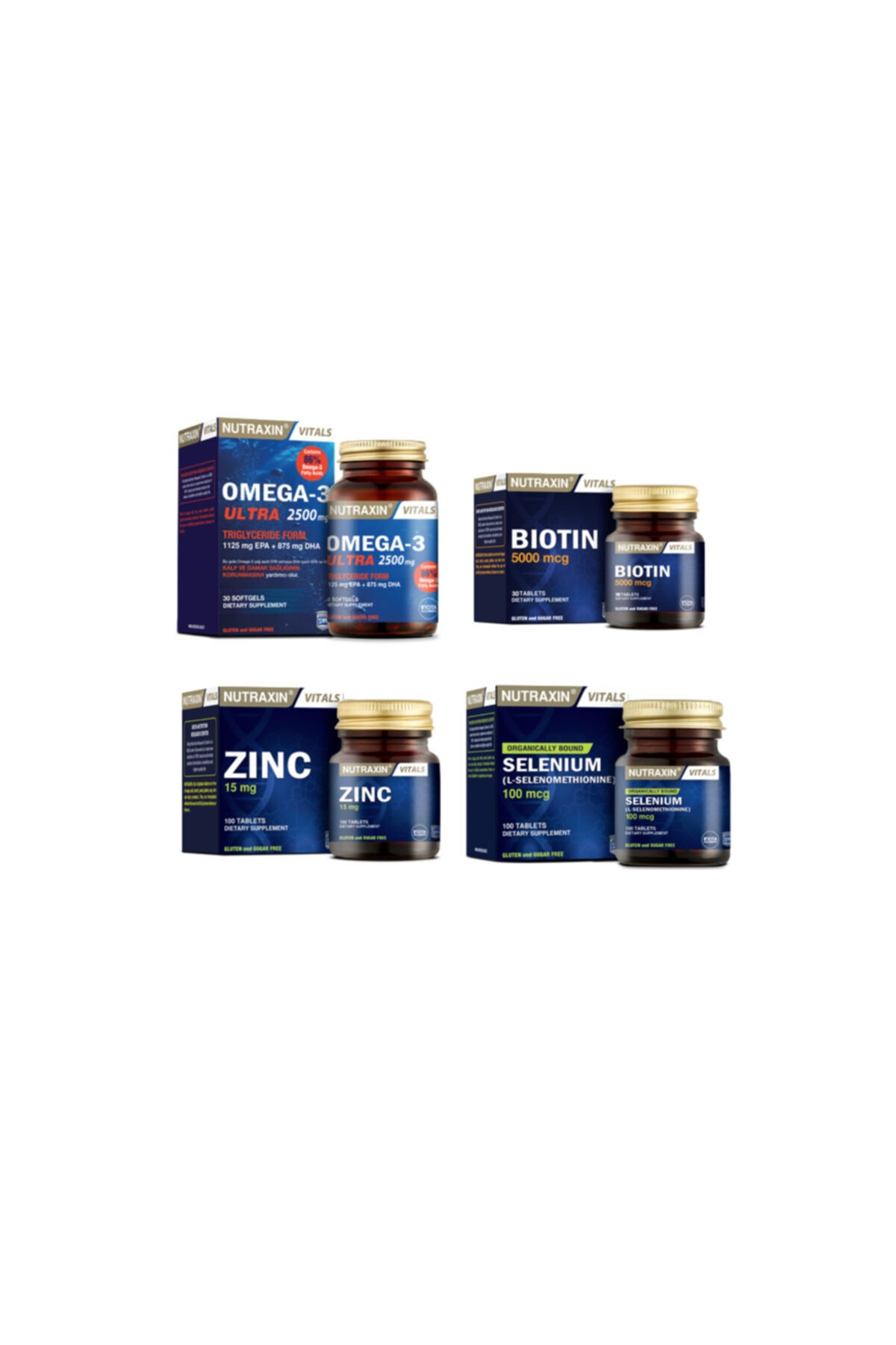 Nutraxin Omega 3 Ultra 2500 Mg Balık Yağı 30 Kapsül+selenyum 100 ...