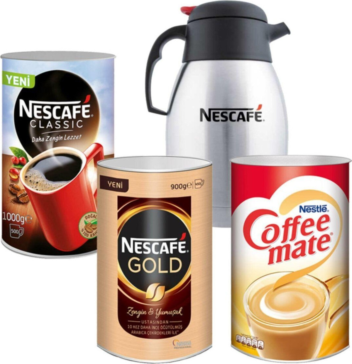 Nescafe Gold Hazır Kahve 900 Gr + Classic 1 Kg + Coffee Mate Kahve ...