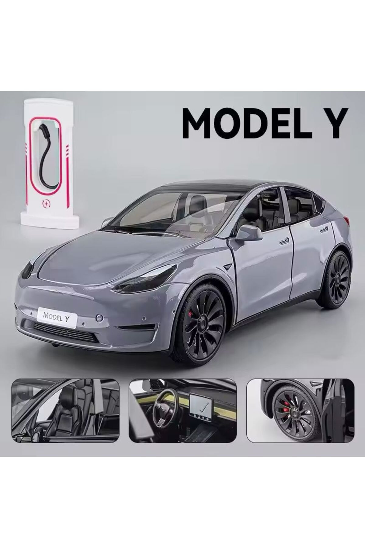 Scowetto TESLA MODEL Y 1:24 Ölçek Diecast Döküm Model Araba Sesli ...