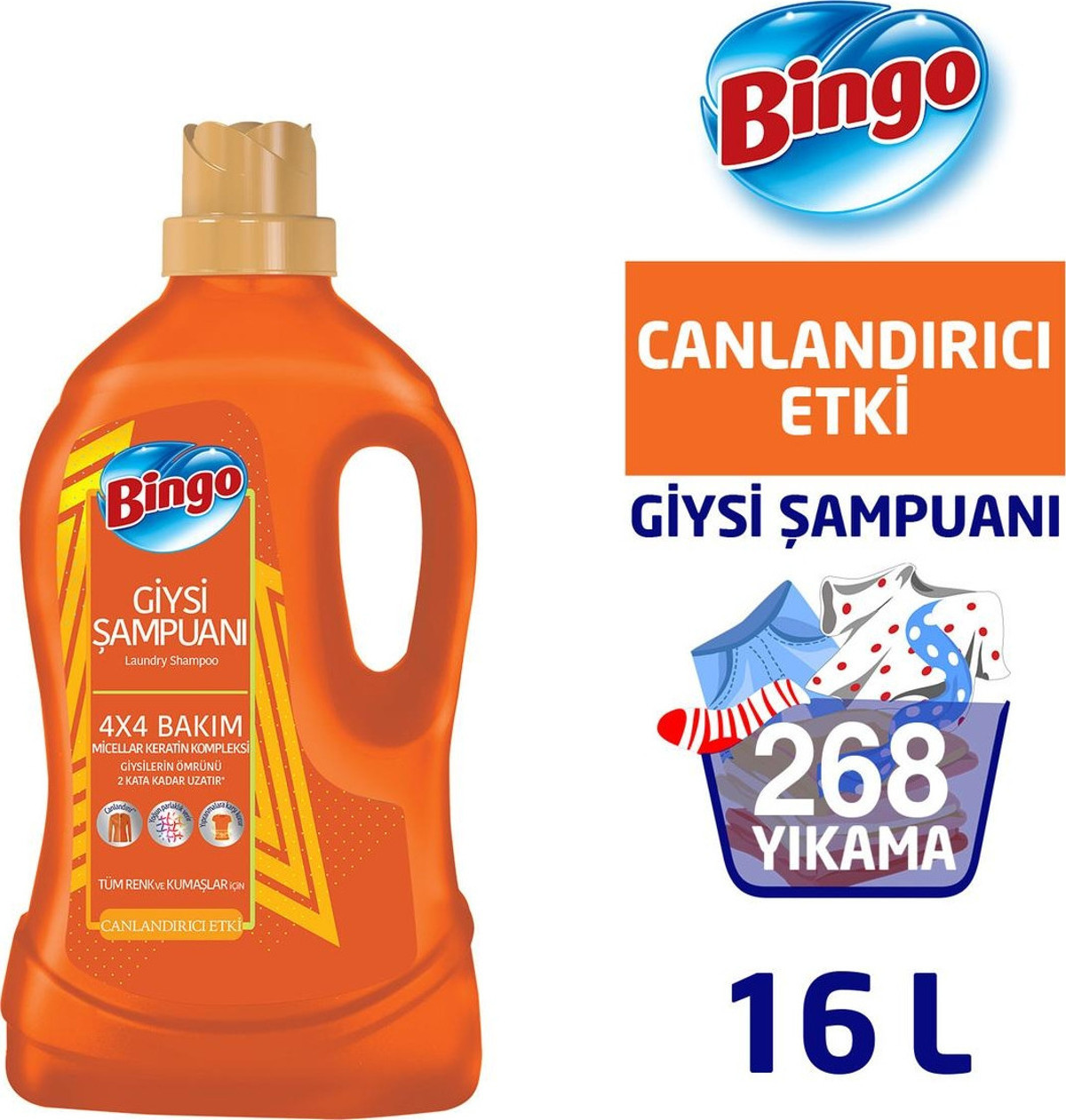 Bingo Giysi Şampuanı Canlandırıcı Etki 4L 4'Lü - idefix
