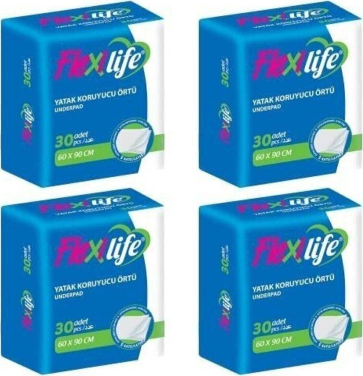 Flexi Life Kedi Köpek Çiş Pedi Yatak Koruyucu 60 x 90 cm 30'lu 4 Paket ...