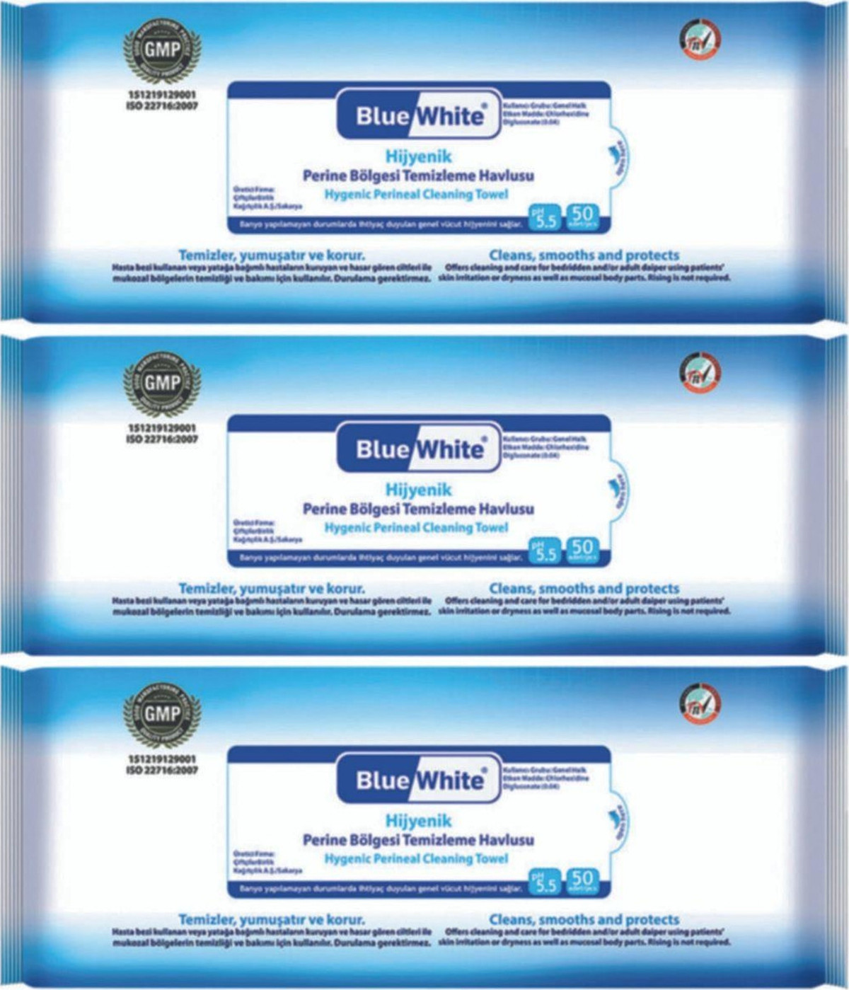 Mavi Beyaz Blue White Perine Bölgesi Vücut Temizleme Havlusu Mendili 50 ...