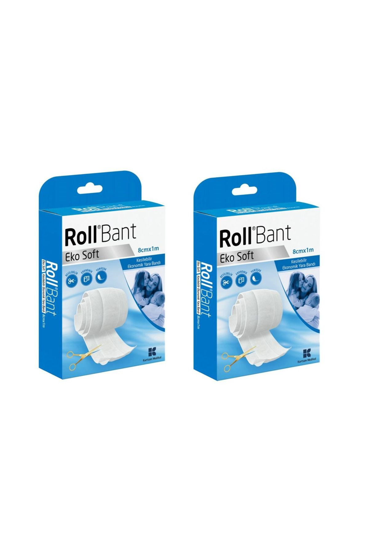 Roll Bant Eko Soft Yara Bandı Kesilebilir 8 cm x 1 mt 2 Kutu - idefix
