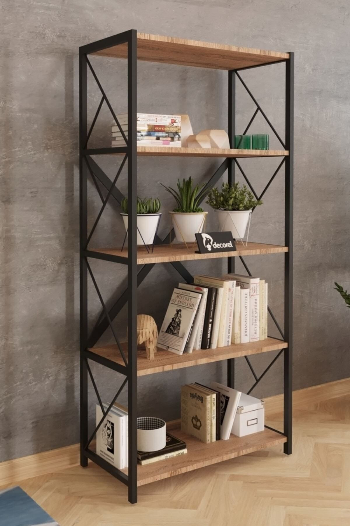 Sera Metal Kitaplık 5 Raflı Çok Amaçlı Dosya Kitap Rafı Ofis Salon Raf ...