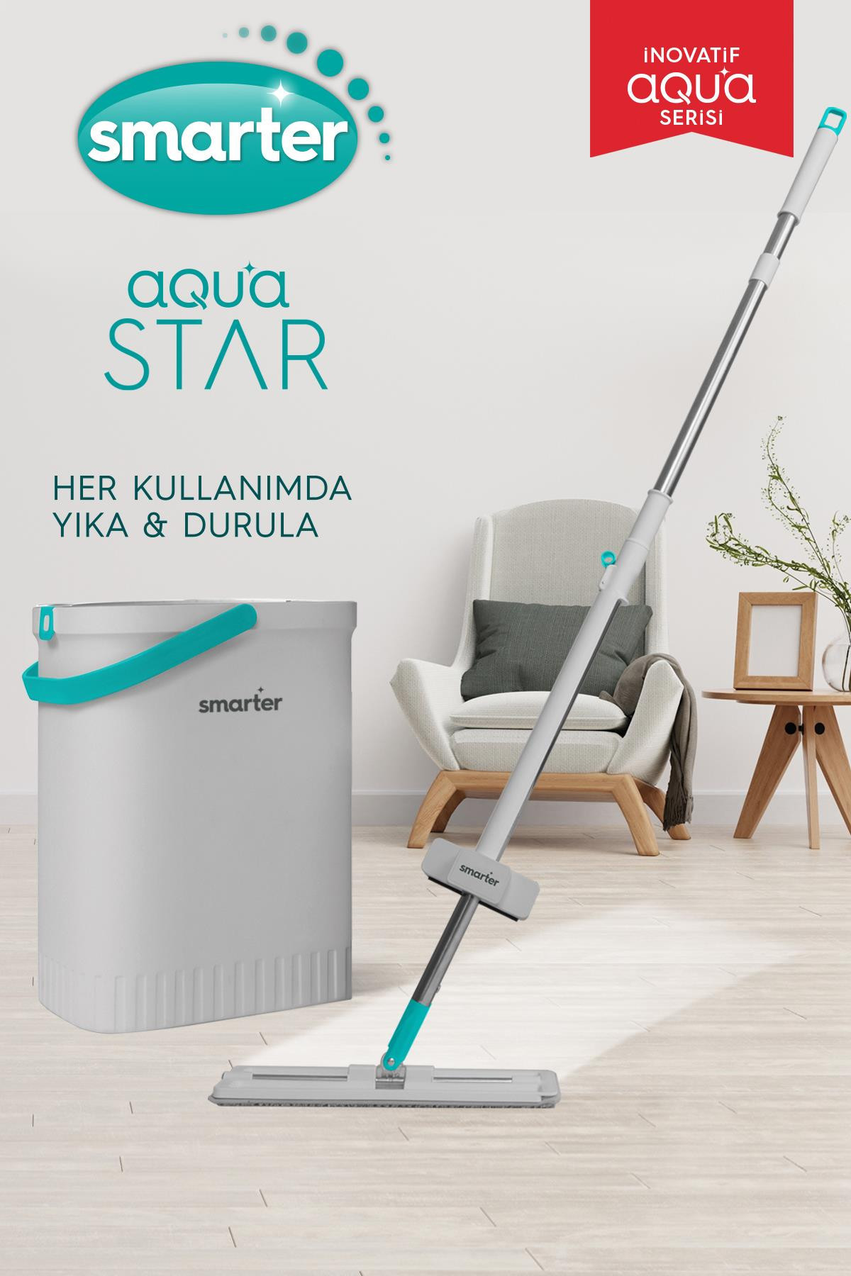 SMARTER AQUA STAR TEMİZLİK SETİ TABLET MOP PASPAS - idefix