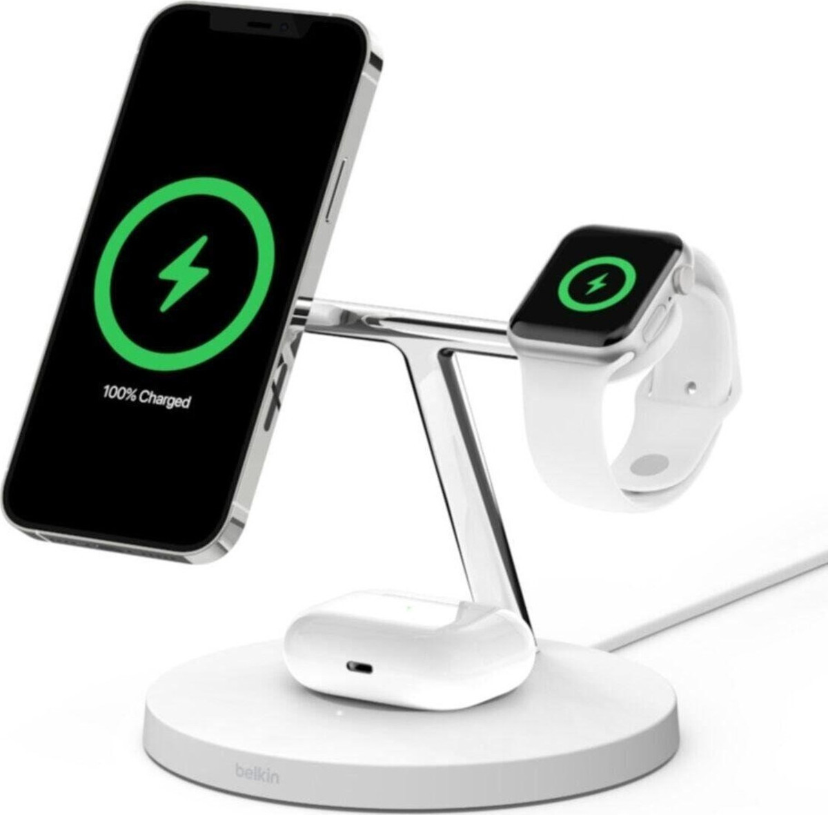 Belkin BoostCharge PRO 3'ü 1 arada MagSafe 15 W Beyaz Stand Kablosuz ...