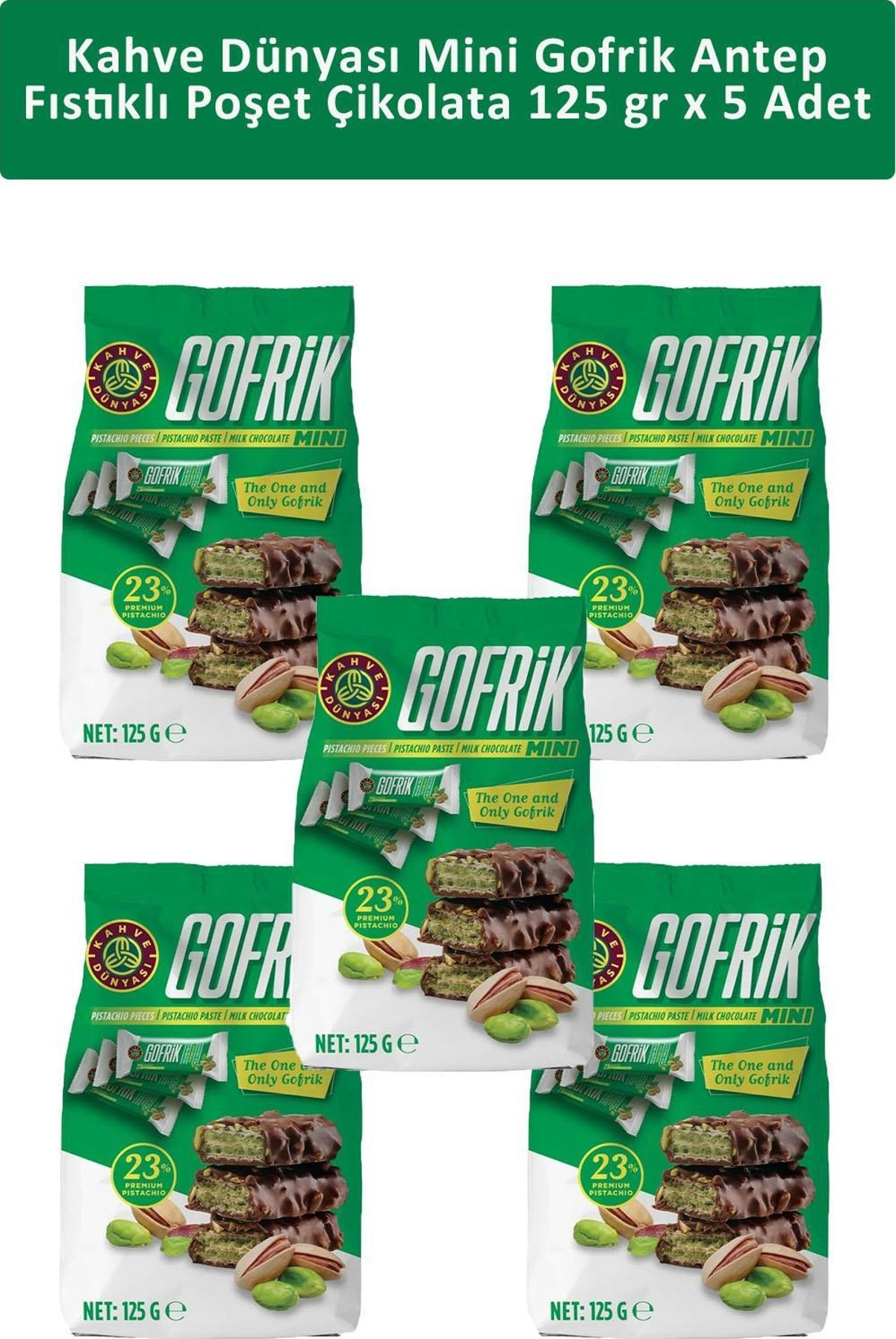 Kahve Dünyası Mini Gofrik Antep Fıstıklı Poşet Çikolata 125 gr x 5 Adet ...