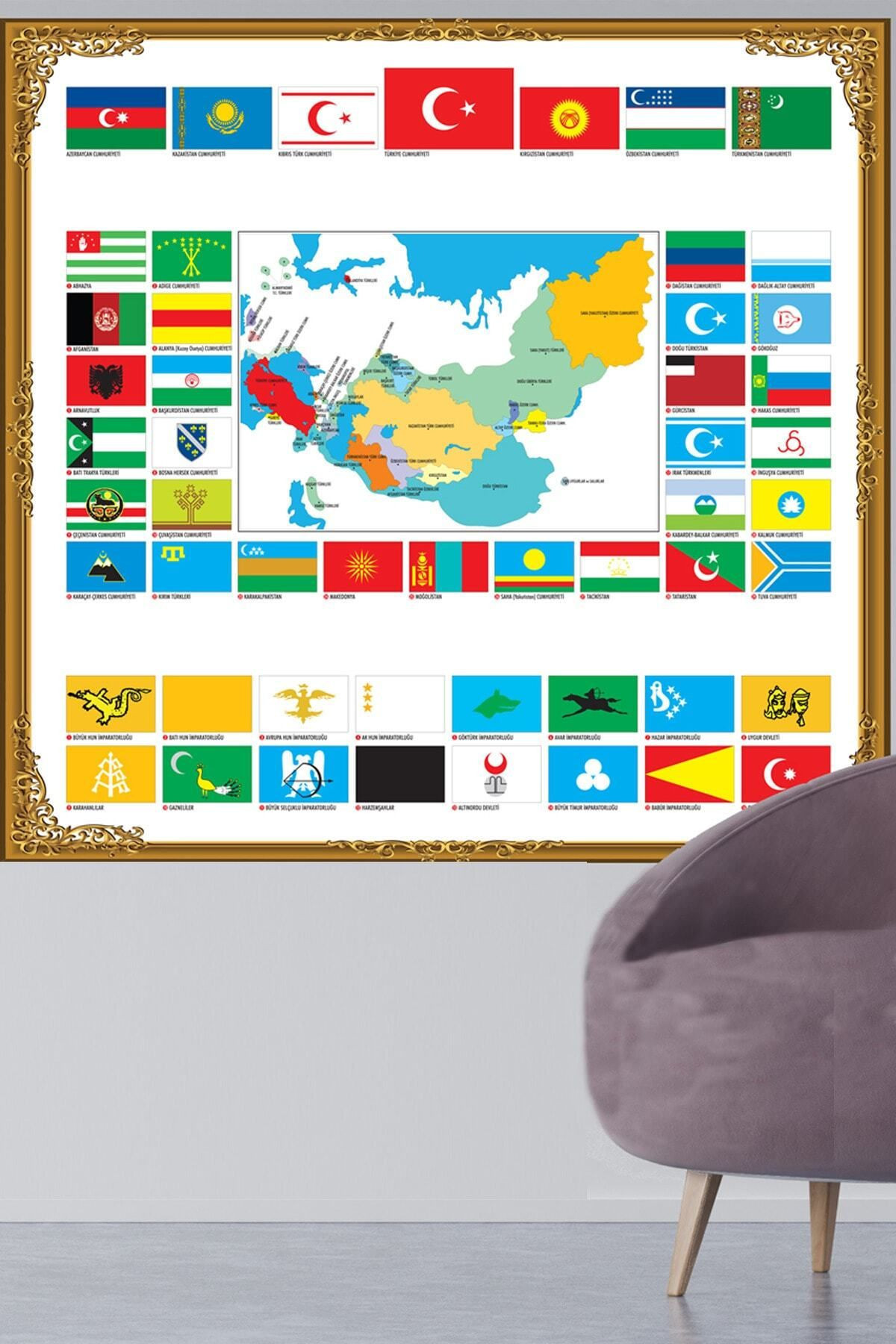 Evbuya Türk Dünyası Haritası, Bayrakları ve Türklerin Yaşadığı Bölgeler ...