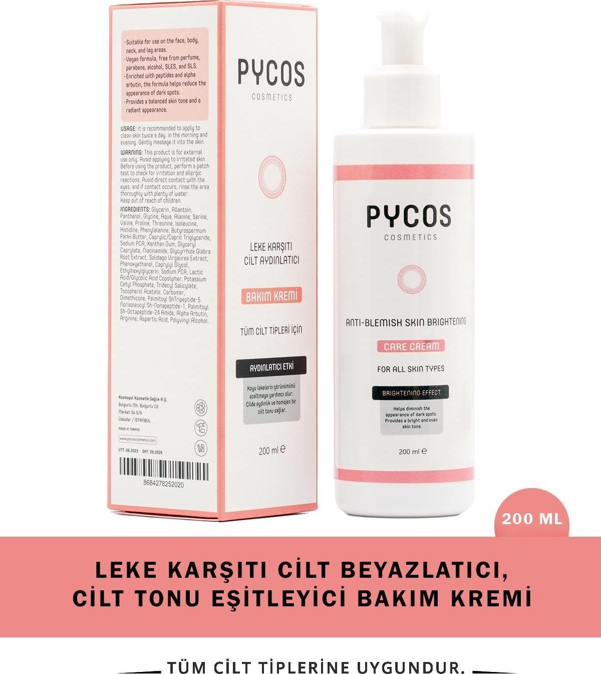 Pycos Cosmetics Leke Karşıtı Cilt Beyazlatıcı, Cilt Tonu Eşitleyici ...