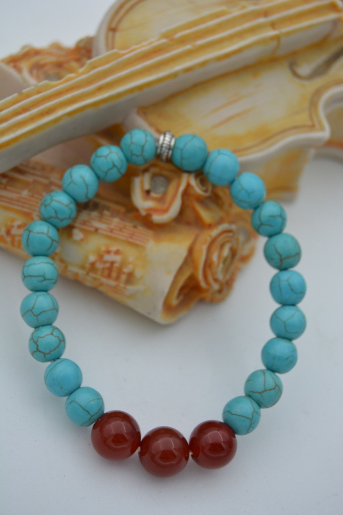 Stoneage Akik ve Turkuaz Doğal Taşlı Bileklik Turkuaz ve Akik Rengi ...