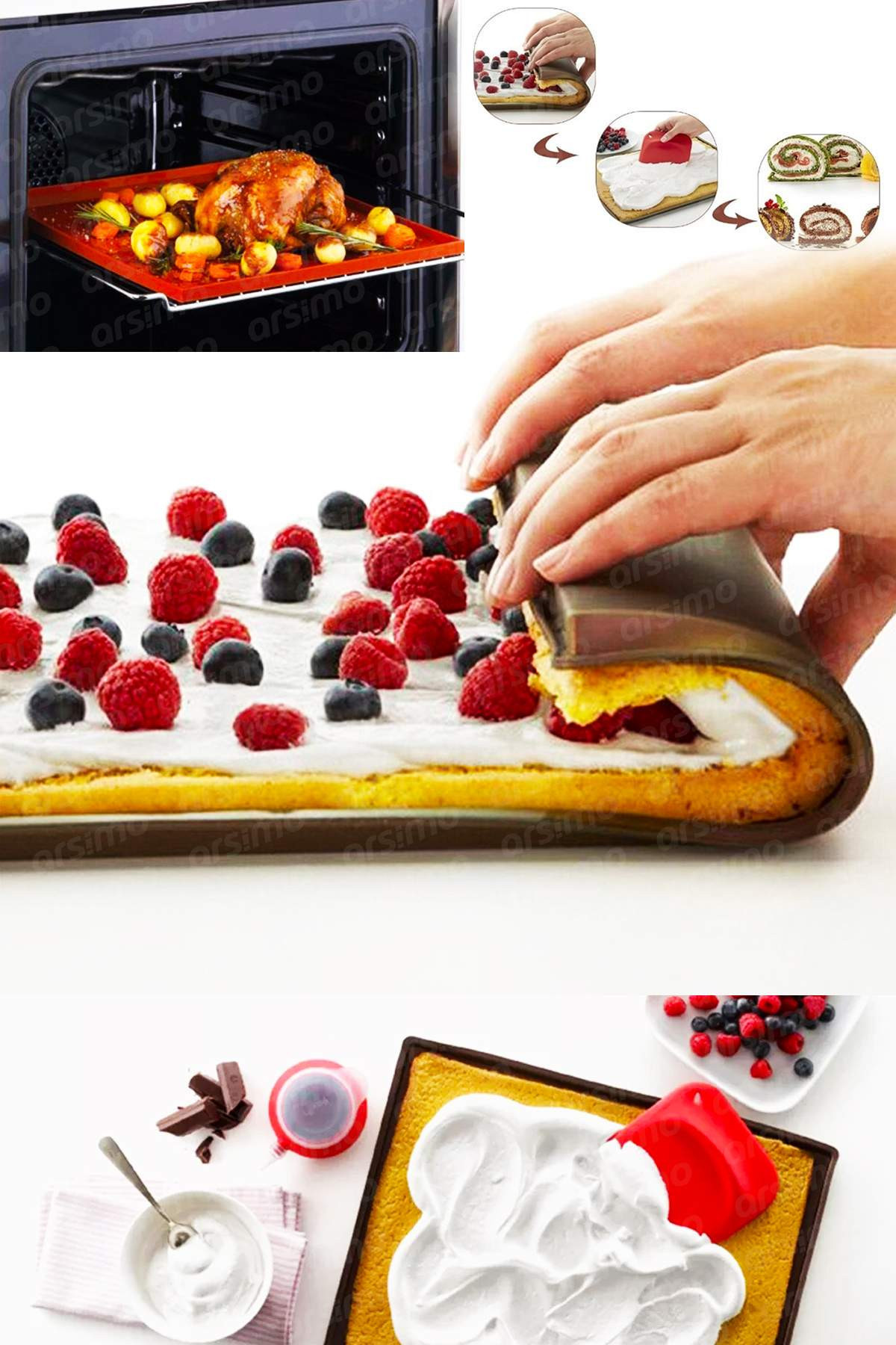 Arsimo Pratik Silikon Rulo Pasta Pişirme Kalıbı Ve Matı | Yanmaz ...