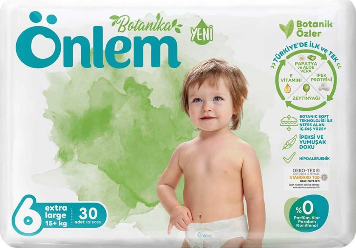 Önlem Botanika 6 Numara Extra Large Bebek Bezi Jumbo Paket 30 Adet (15 ...