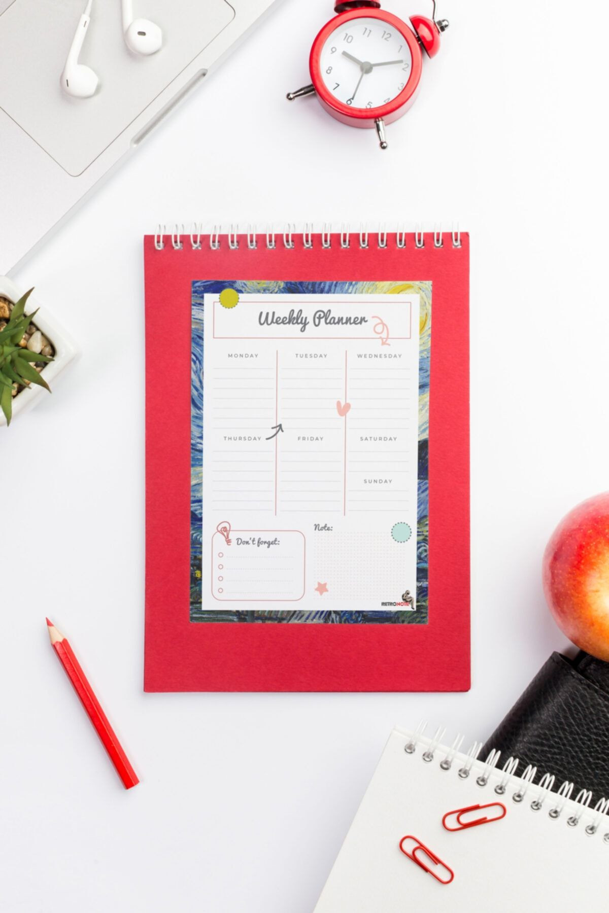 Starry Night A5 Haftalık Planlayıcı - Çift Taraf 26 Yaprak - 1 Yıllık ...