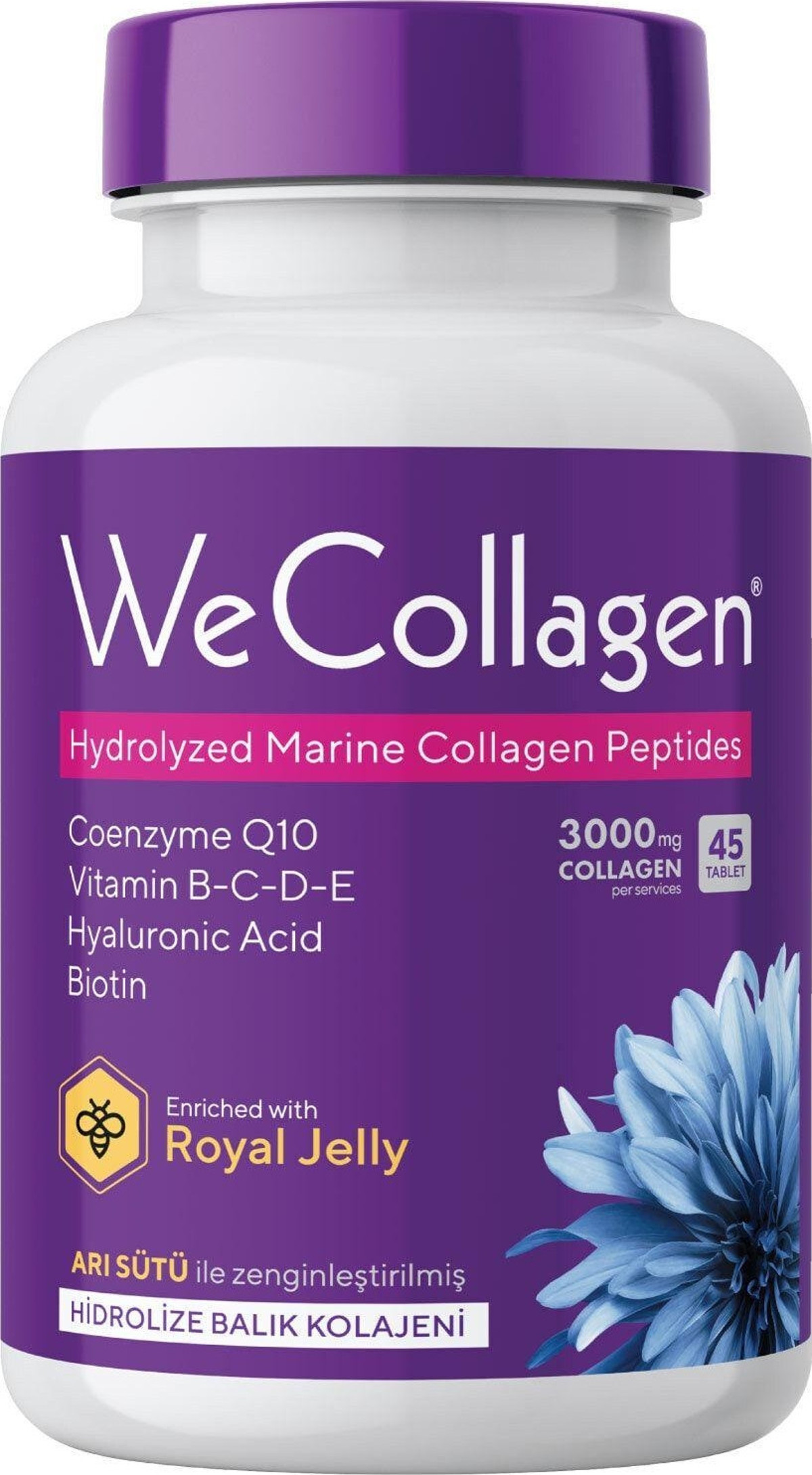 Biomet Wecollagen 45 Tablet - 3000Mg Kolajen Tip 1 - 2 - 3 Arı Sütü ...