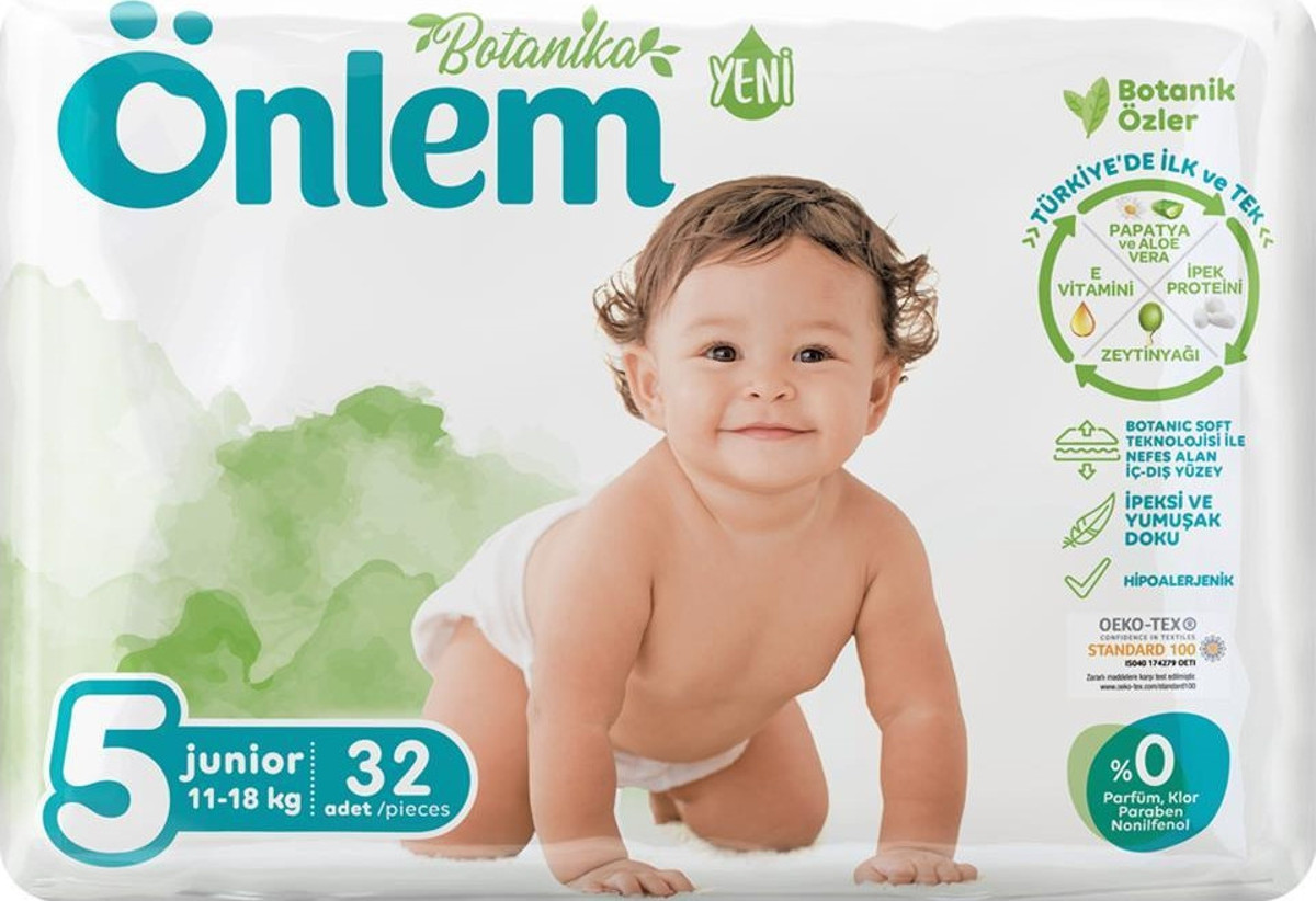 Önlem Botanika 5 Numara Junior Bebek Bezi Jumbo Paket 32 Adet (11-18 kg ...