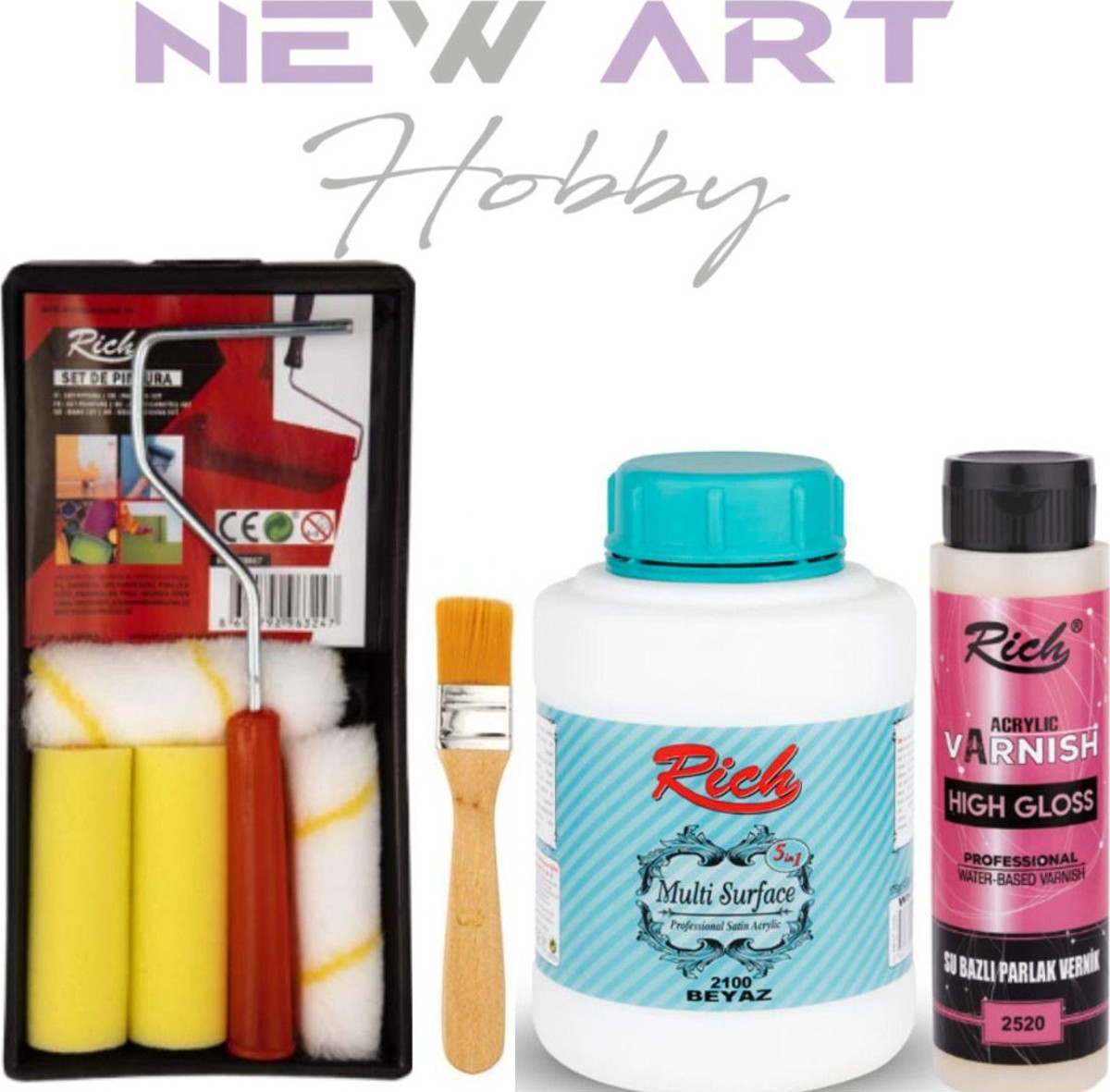 New Art Hobby Multi Surface 1250 Cc Beyaz Mobilya Boyama Seti + 500 Cc ...