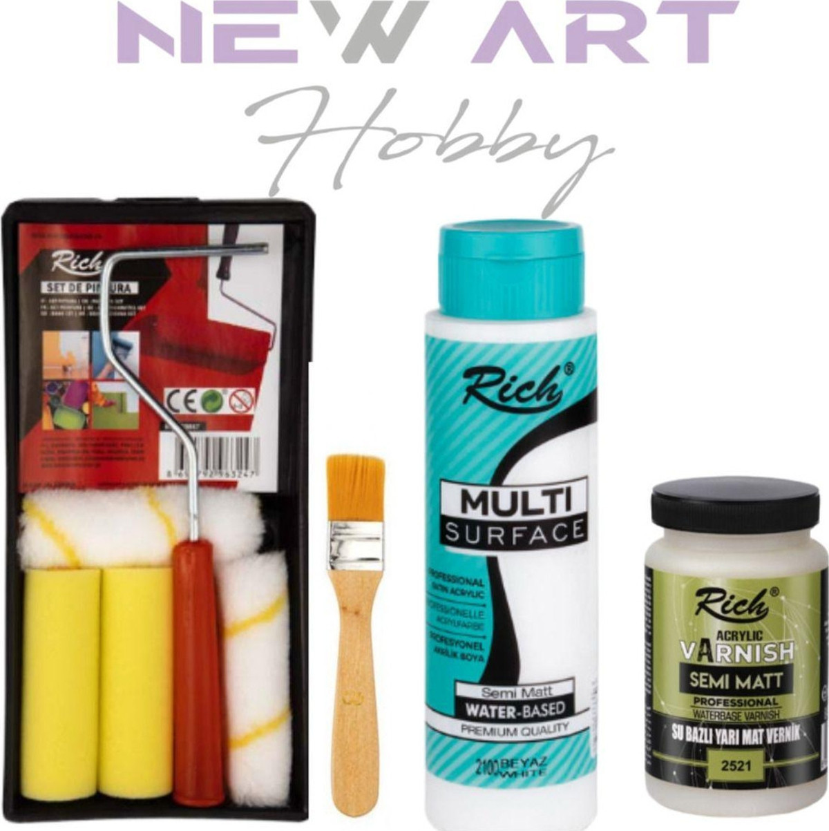 New Art Hobby Multi Surface 500 Cc Beyaz Mobilya Boyama Seti + 250 Cc ...