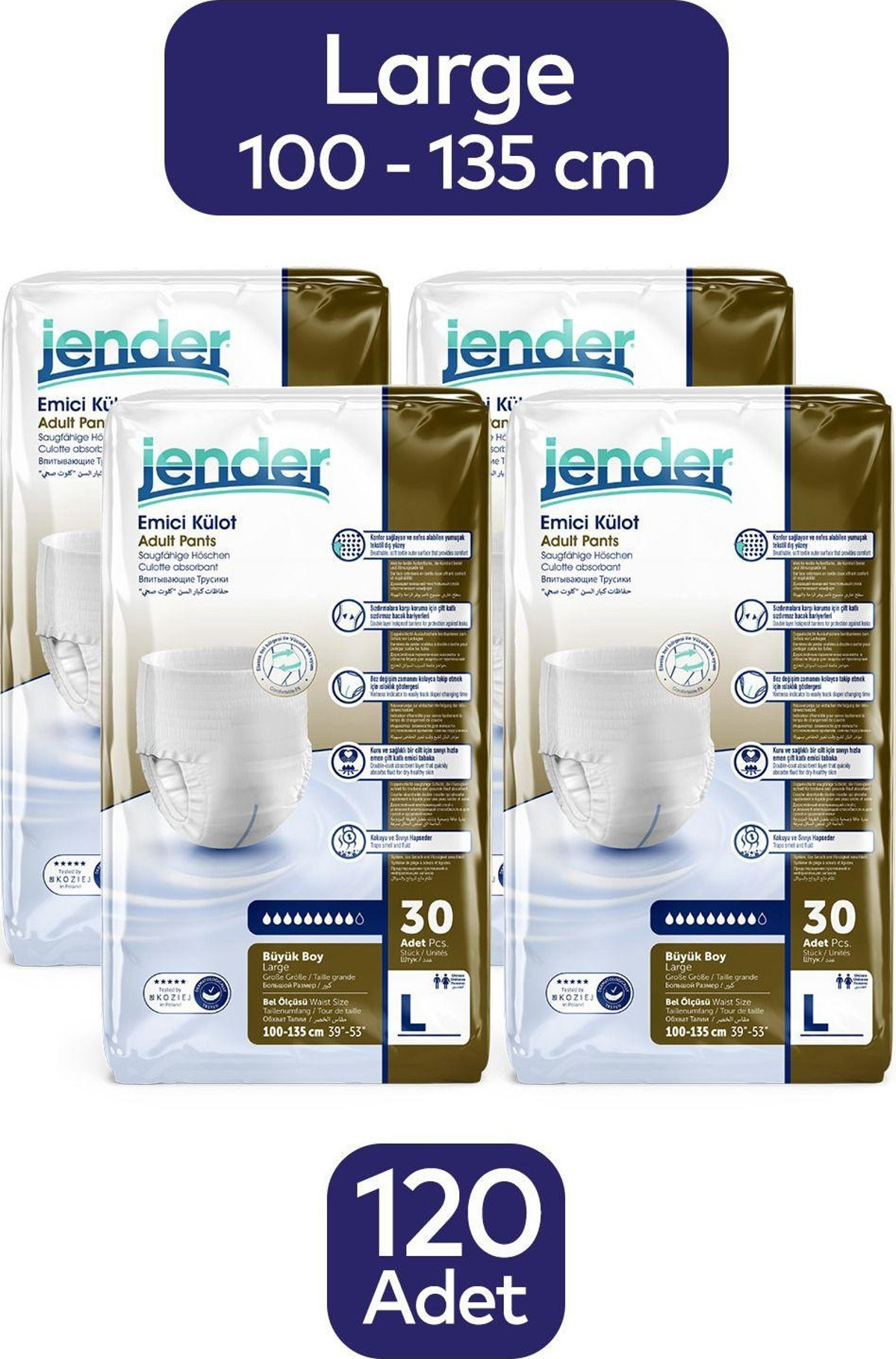 Jender Emici Külot Large 120 Adet 30Luk*4 Paket
