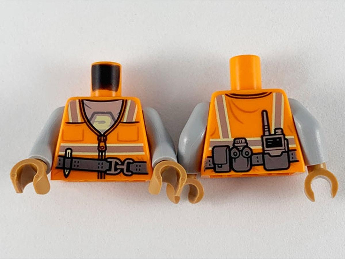 LEGO Orjinal Moc Custom Minifigür Minifigure Gövde Torso Turuncu Inşaat ...