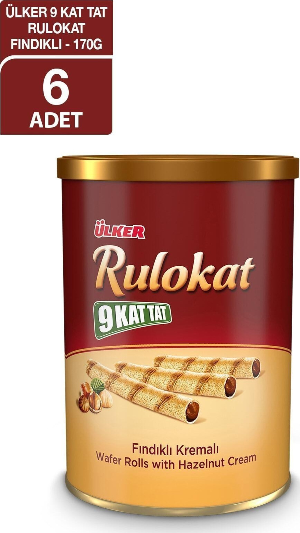 Ülker 9 Kat Tat Rulokat Fındıklı Rulo Gofret 170 Gr x 6 Adet - idefix
