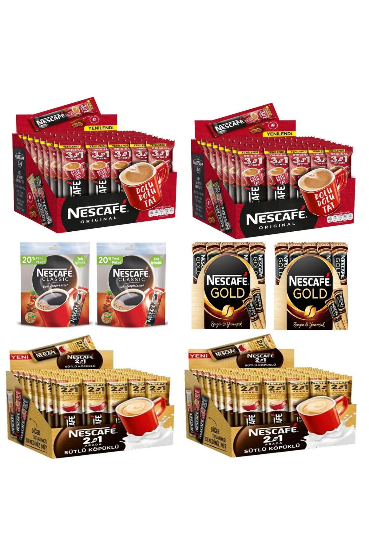 Nescafe Üçü Bir Arada 48'li 2 Paket Sütlü Köpüklü 2 Paket Stick Kahve ...