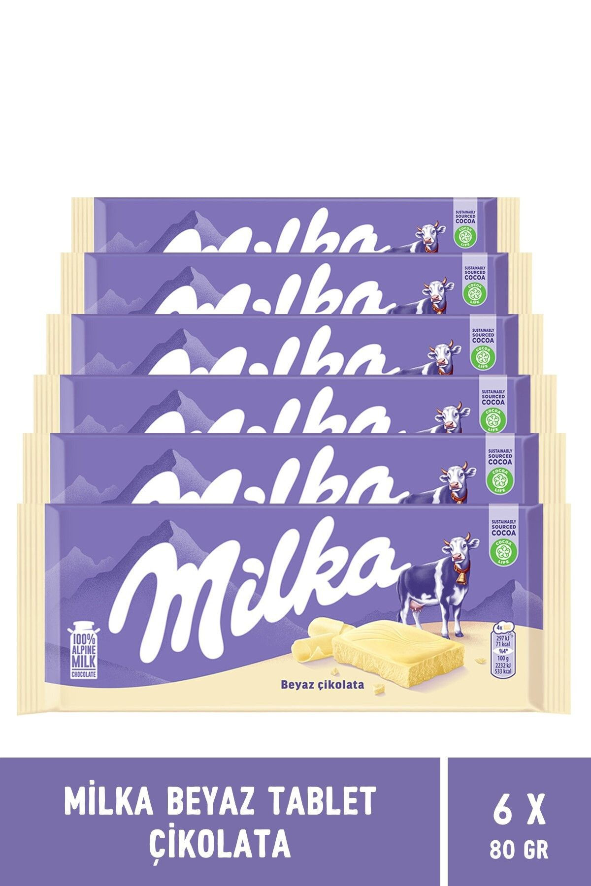 Milka Beyaz Tablet Çikolata 80 gr - 6 Adet - idefix