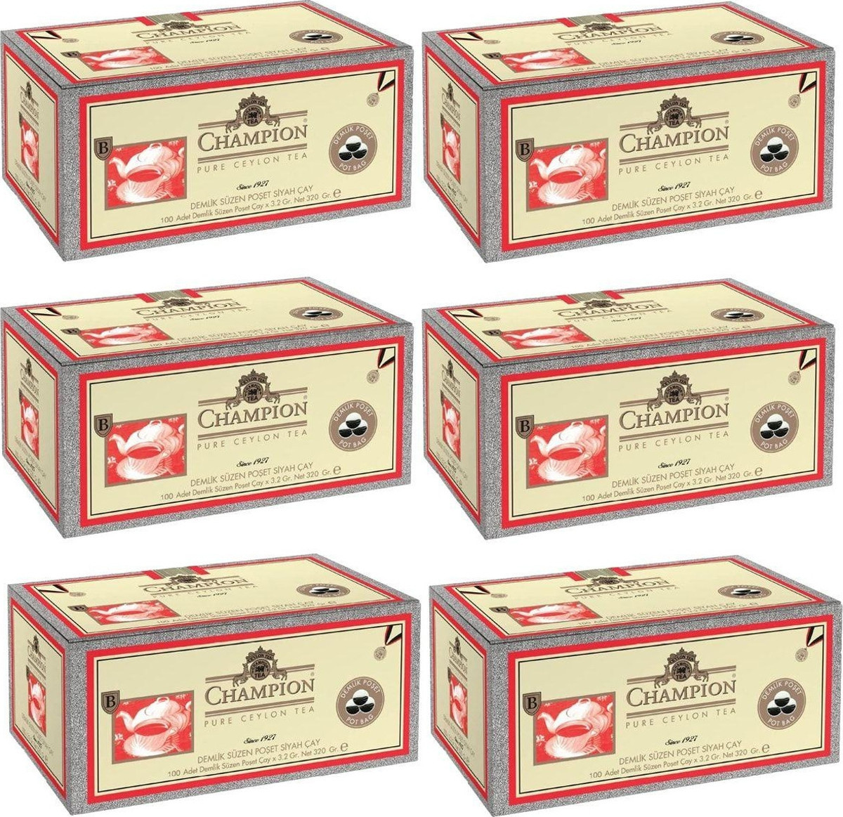Beta Tea Champion Saf Seylan Demlik Siyah Poşet Çay 100 Poşet X 6 Adet ...