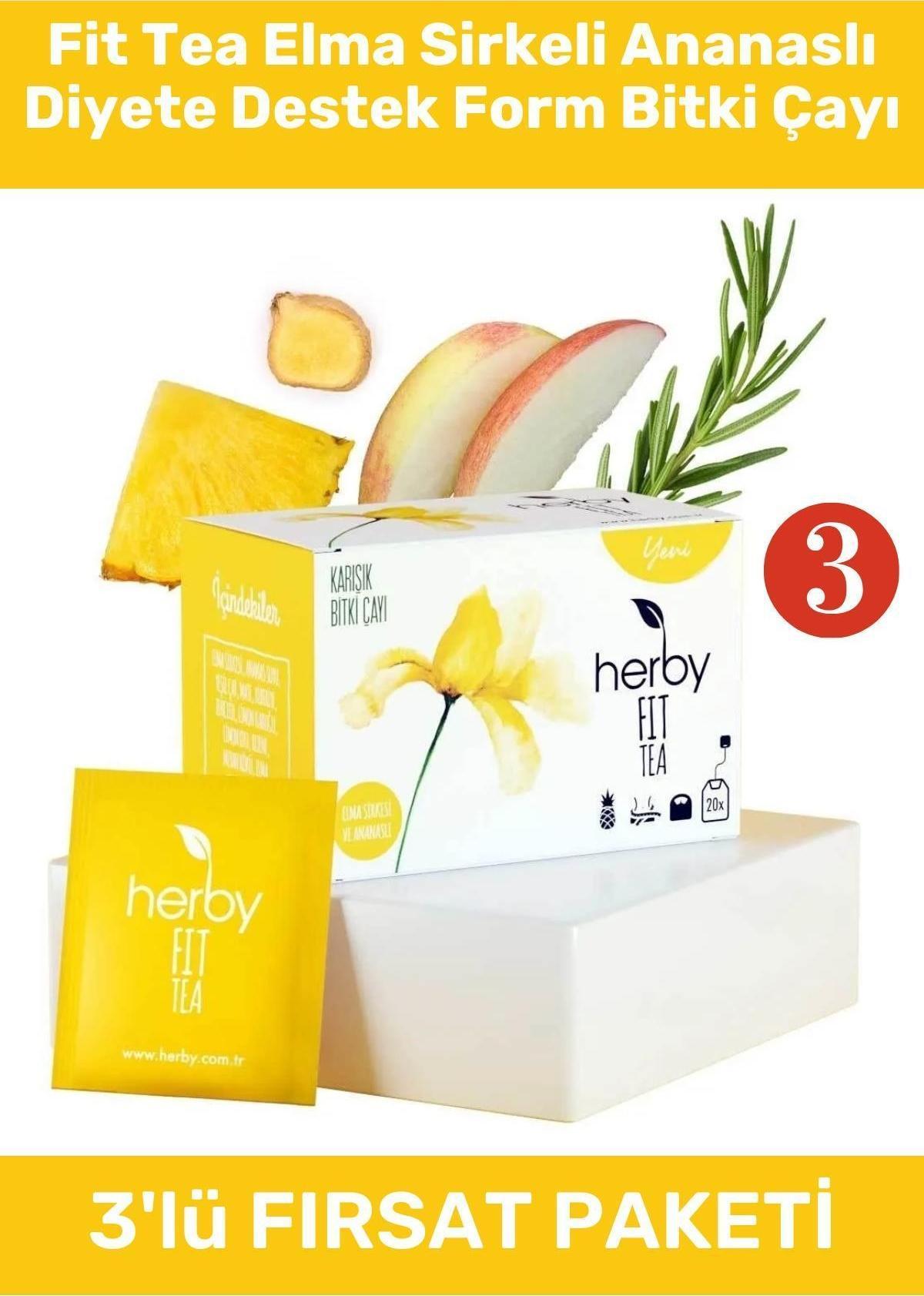 Fit Tea Elma Sirkeli Ananaslı Form Bitki Çayı 3'Lü Paket - idefix