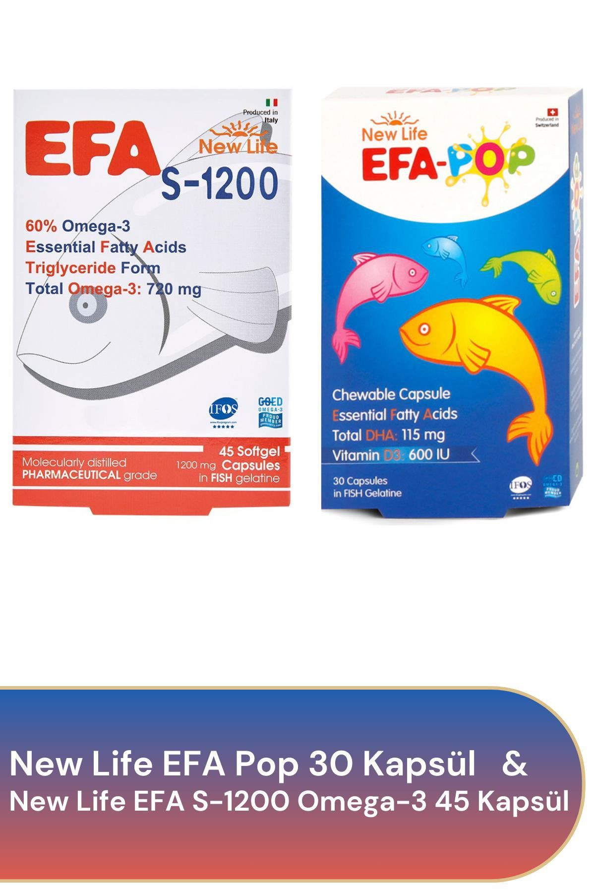 New Life Efa S-1200 Omegra-3 45 Kapsül & Efa Pop 30 Kapsül - idefix