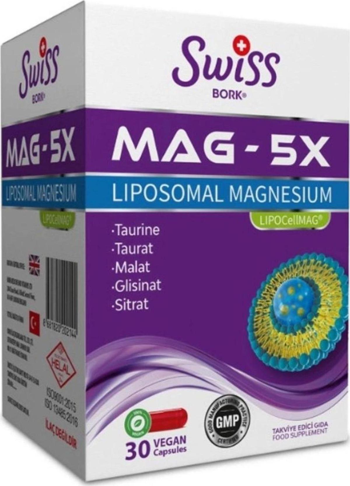Swiss Bork Mag-5x Liposomal Magnesium 30 Kapsül - idefix