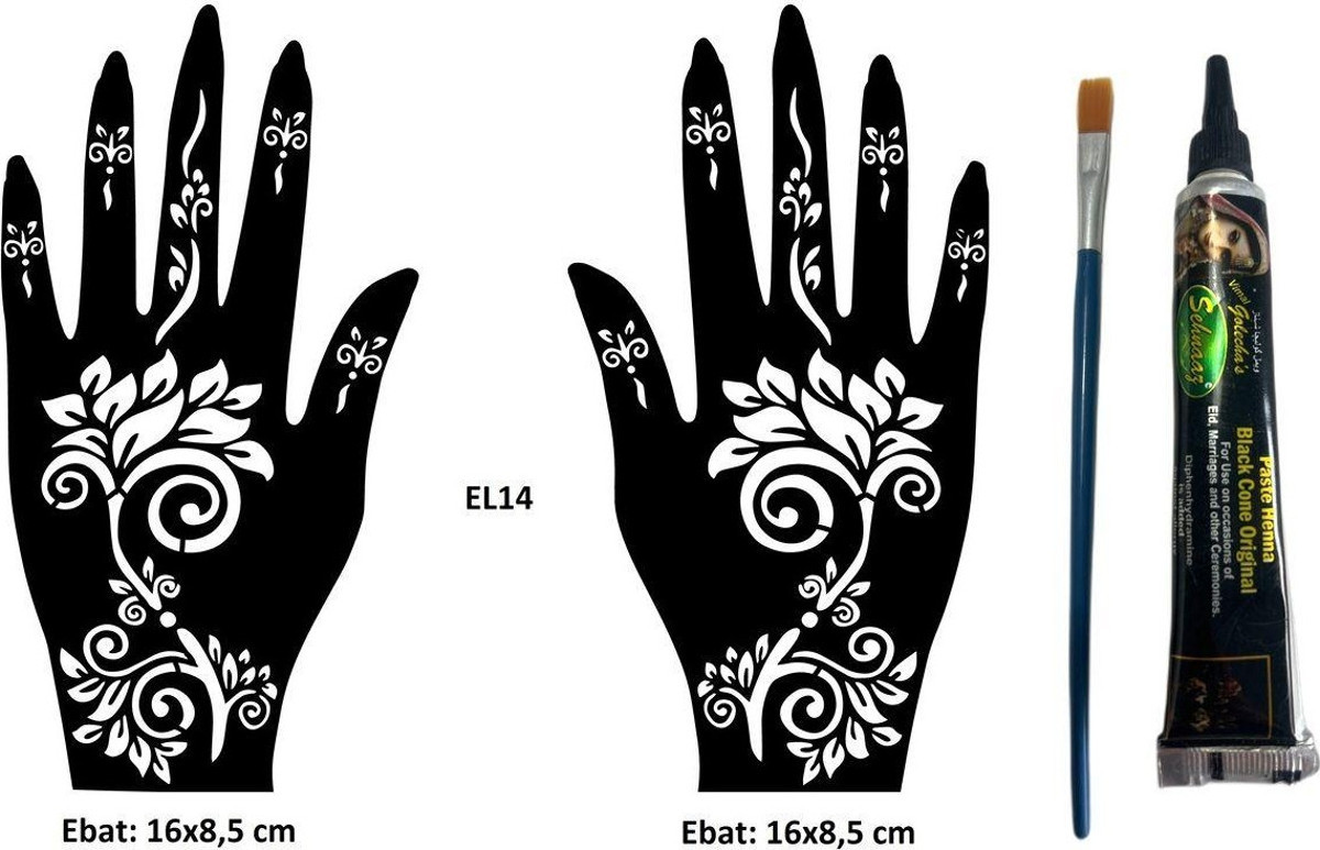 Airbrush Tattoo Bahar Yaprakları El Üstü Dövme Seti 2 Adet Kına Kalıbı ...