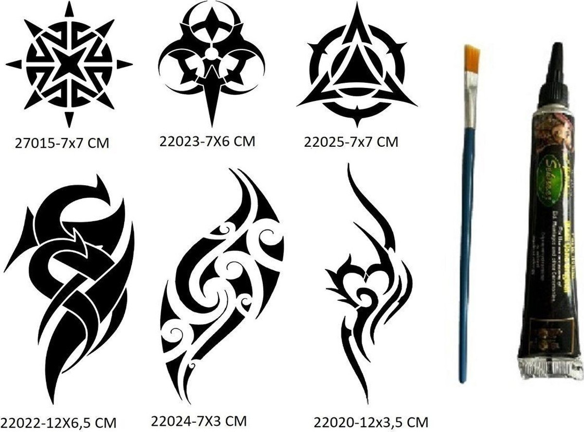 Airbrush Tattoo Tribal Kol Bacak 6 Adet Şablon Ve Hint Kınası Geçici ...