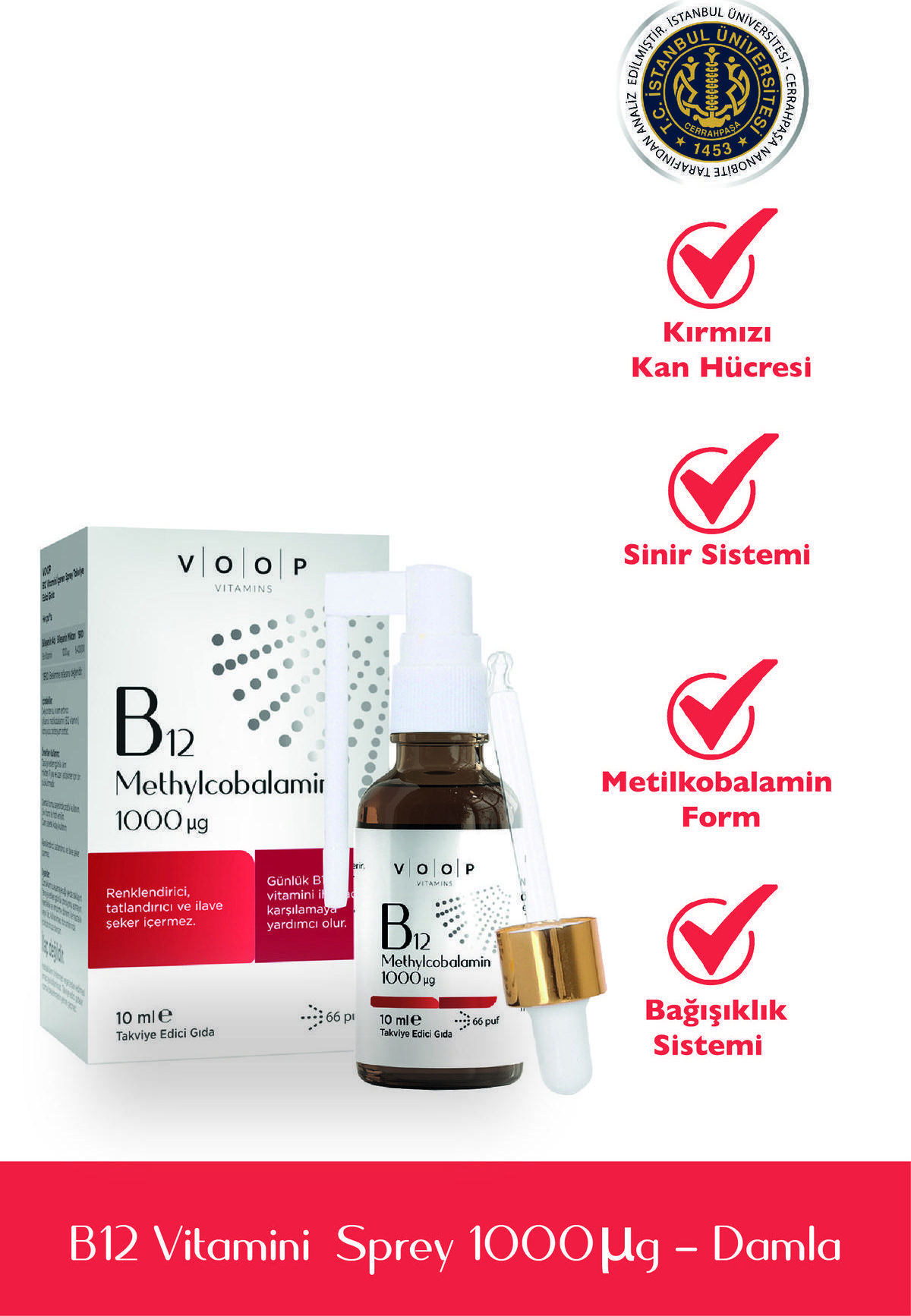 Voop Vitamin B12 Methylcobalamin 1000 Mg Sprey-damla 10 ml - idefix