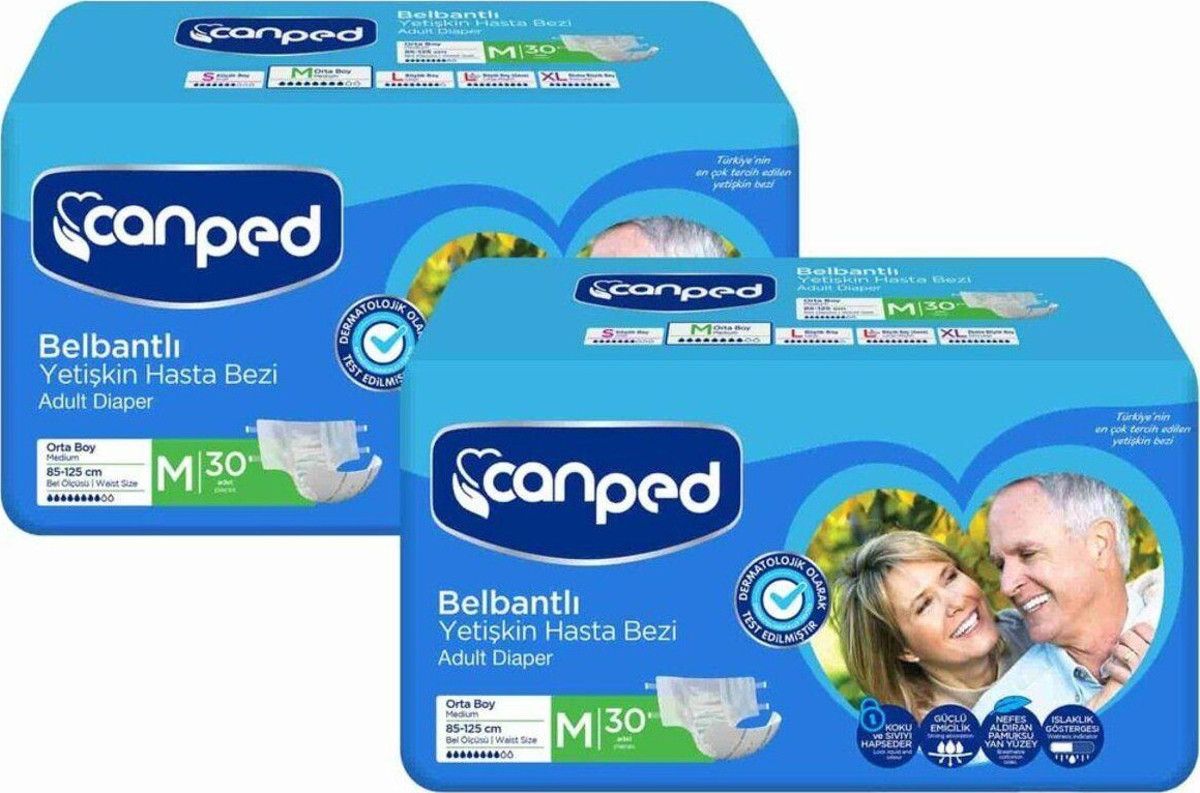 Canped Belbantlı Tekstil Yüzeyli Hasta Bezi Orta Boy Medium 60 Adet ...