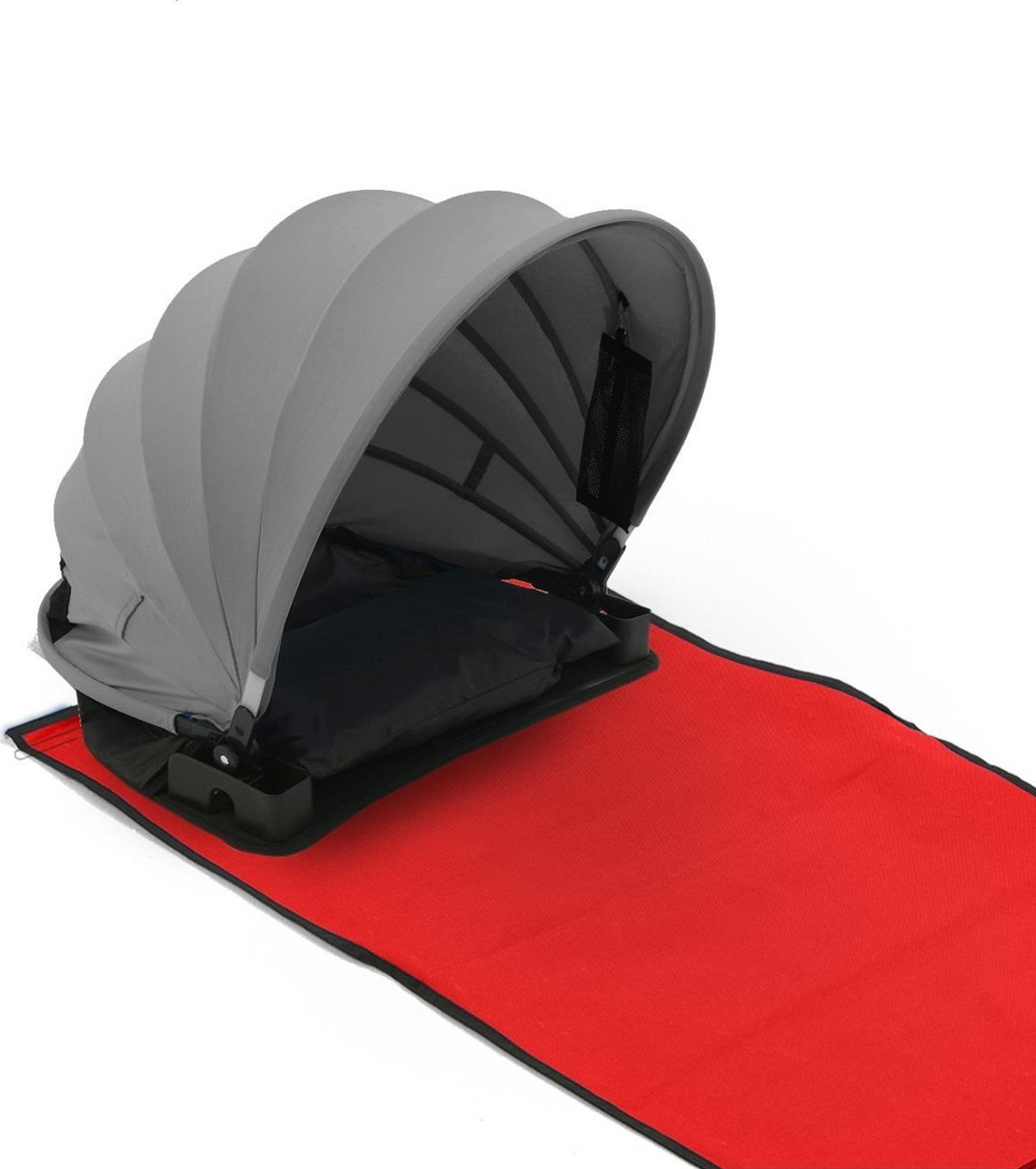 EXENT Portatif Kırmızı Şezlong + Güneşlik Katlanır Kademeli Kolay ...