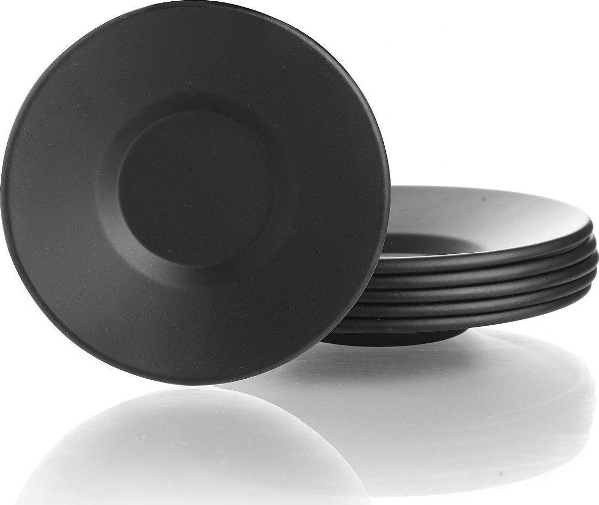 Kitchen Life Mat Siyah Lüx Metal 6'lı Çay Tabağı - idefix