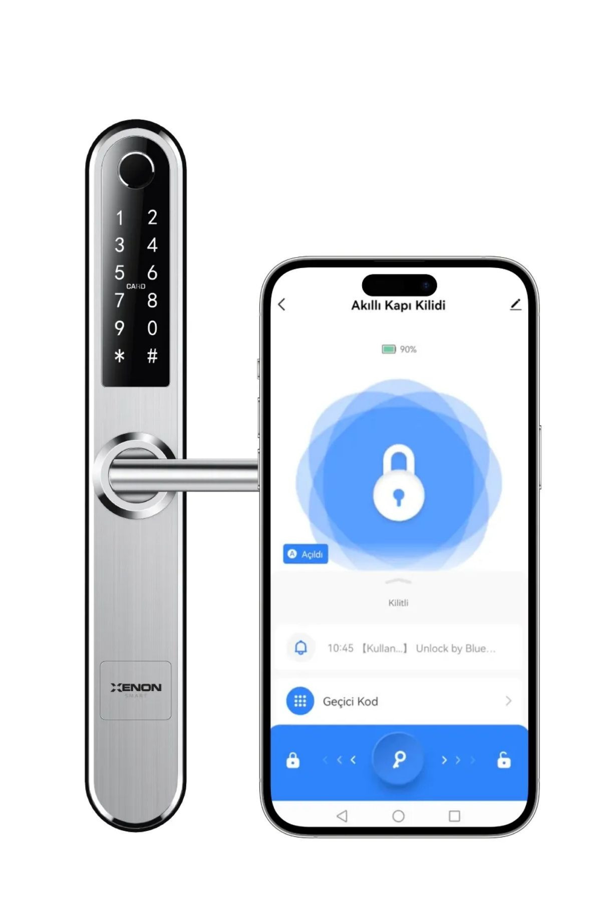 Xenon Smart Akıllı Kapı Kilidi Mobil App Parmak Izi Şifre Rfıd Wi-fi ...
