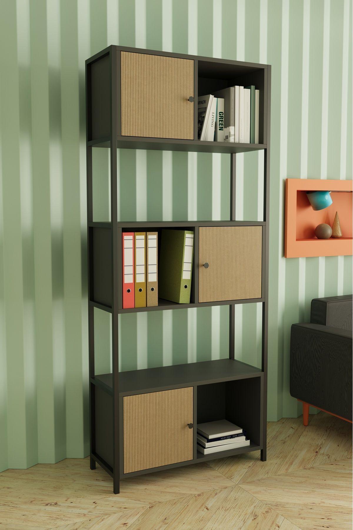 Remaks Meri Metal Ayaklı Raf 3 Kapaklı Çok Amaçlı Ofis Dosya Kitap Rafı ...