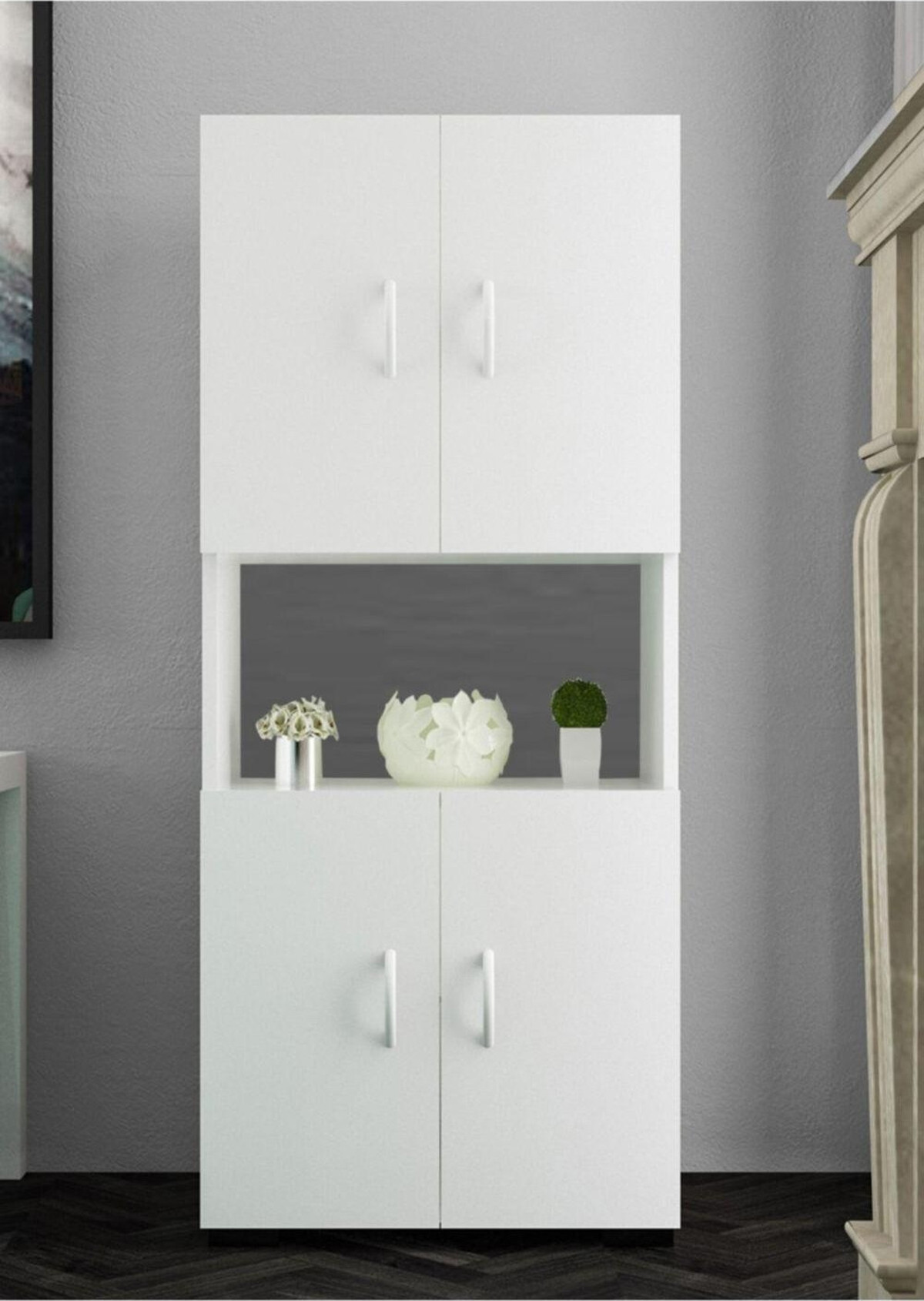 Modilayn Mikrodalga Dolabı 4 Kapaklı Tek Gözlü Ofis Dolabı Çok Amaçlı ...