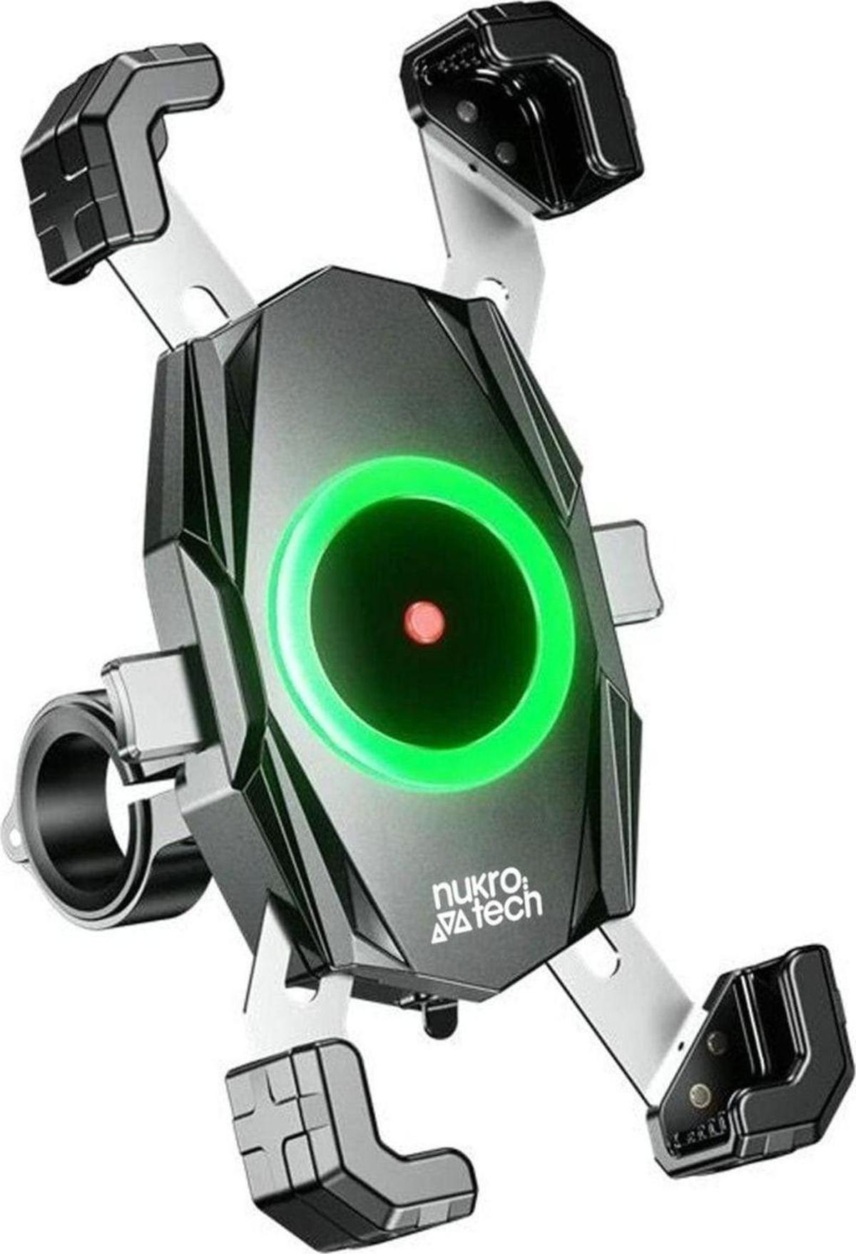 Nukrotech M22 PLUS Wireless Şarjlı ve TYPE C Motosiklet Telefon Tutucu ...