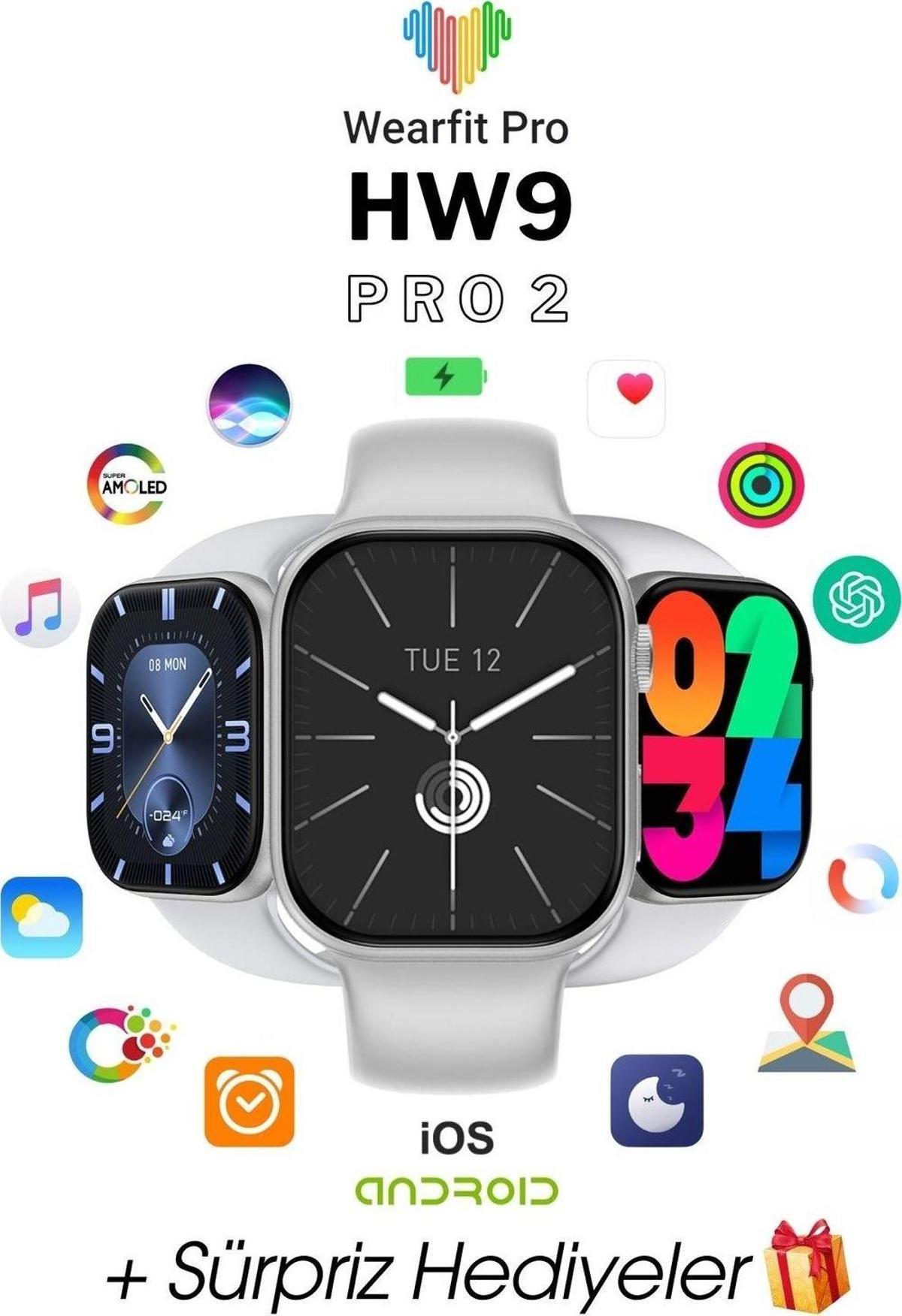 Wearfit N61 Akıllı Kol Saati Smart Watch Model Amoled Ekran (Siyah ...
