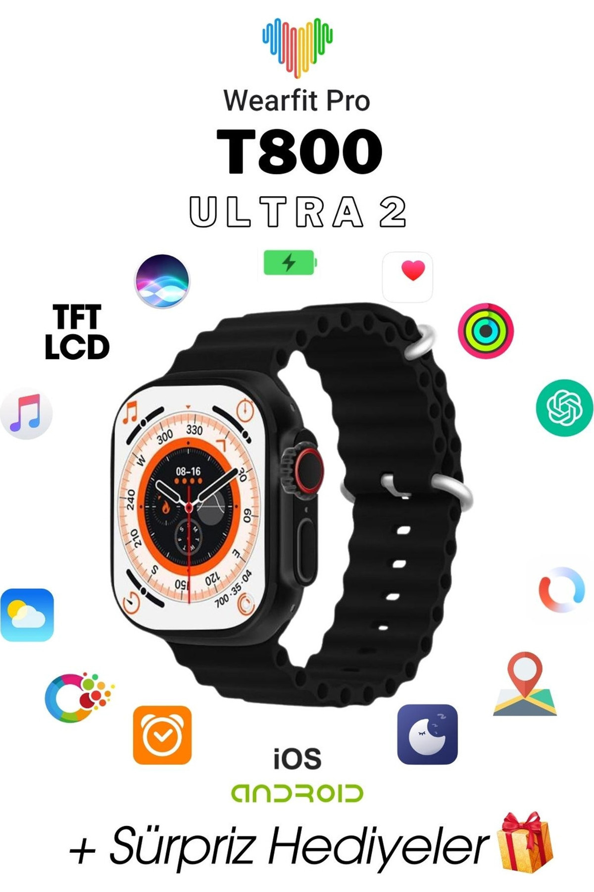 Wearfit T800 Ultra 2 Akıllı Kol Saati Smart Watch Model:İnç 49 mm Tft ...