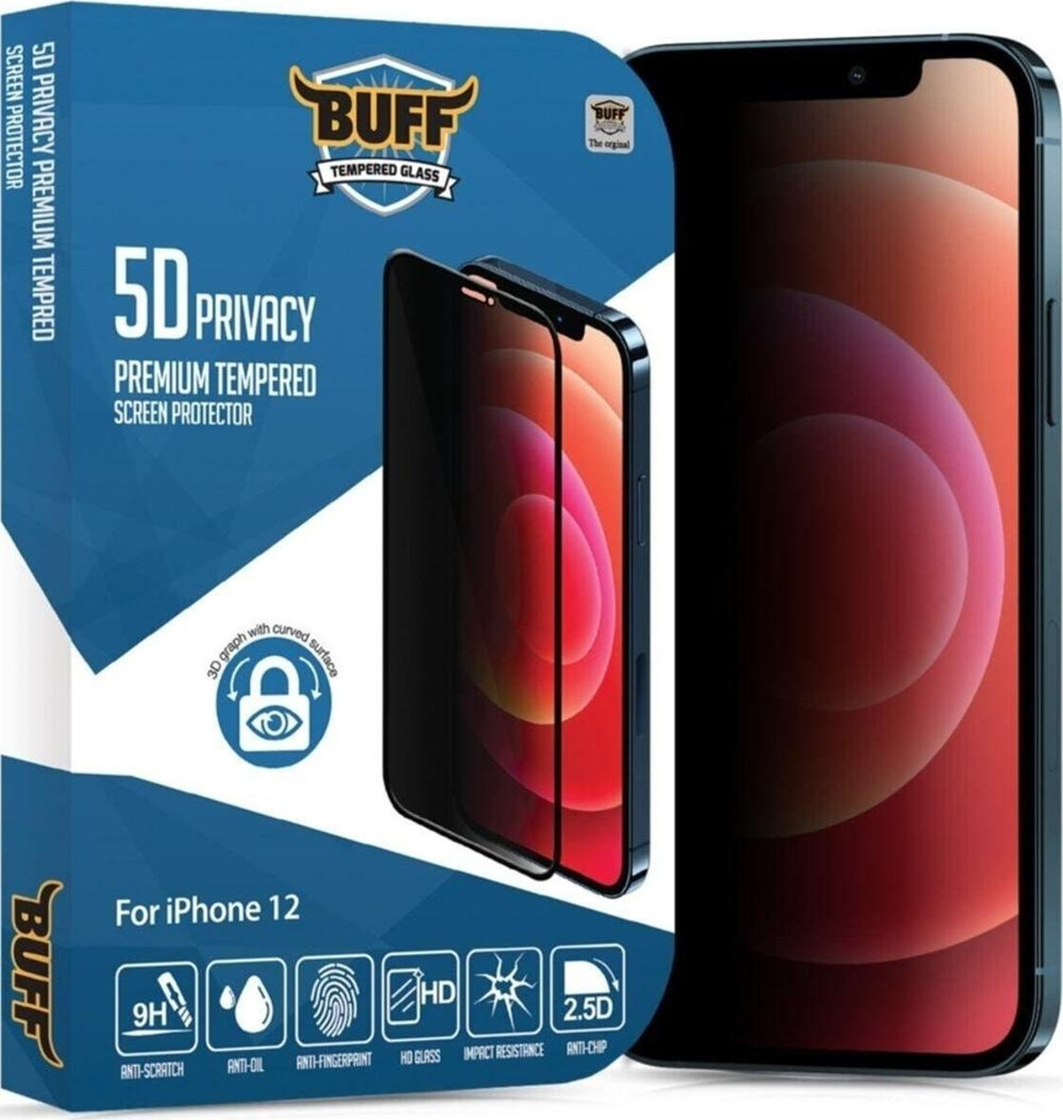 Buff Labs Iphone 12 5D Uyumlu Privacy Ekran Koruyucu - idefix