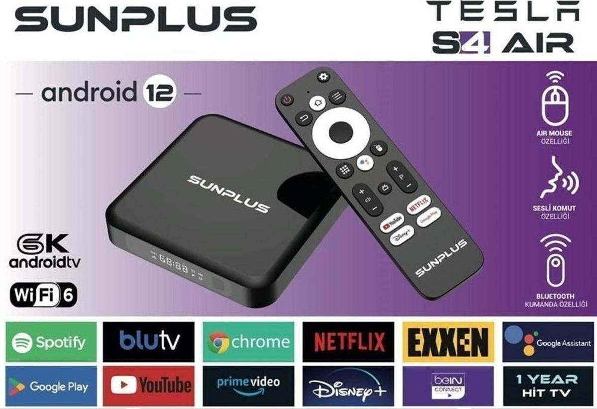 sunplus Tesla S 4 AİR Android Tv Box 4gb Ram -32 gb Hafıza Android 12 ...