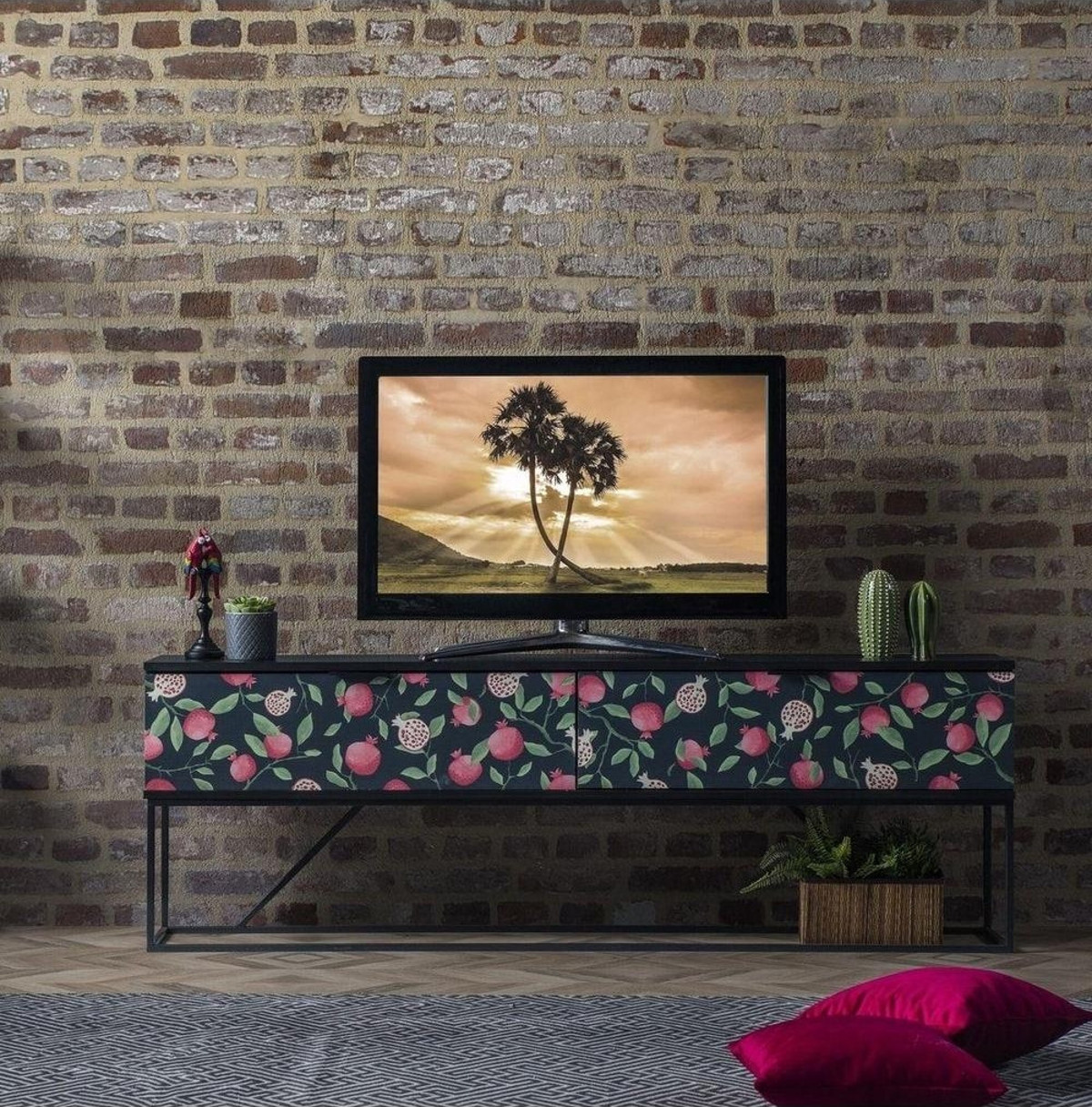 MİLVAKİ Tv Ünitesi, Modern, Minimalist, Metal Ayaklı, Siyah, Tv Sehpası ...